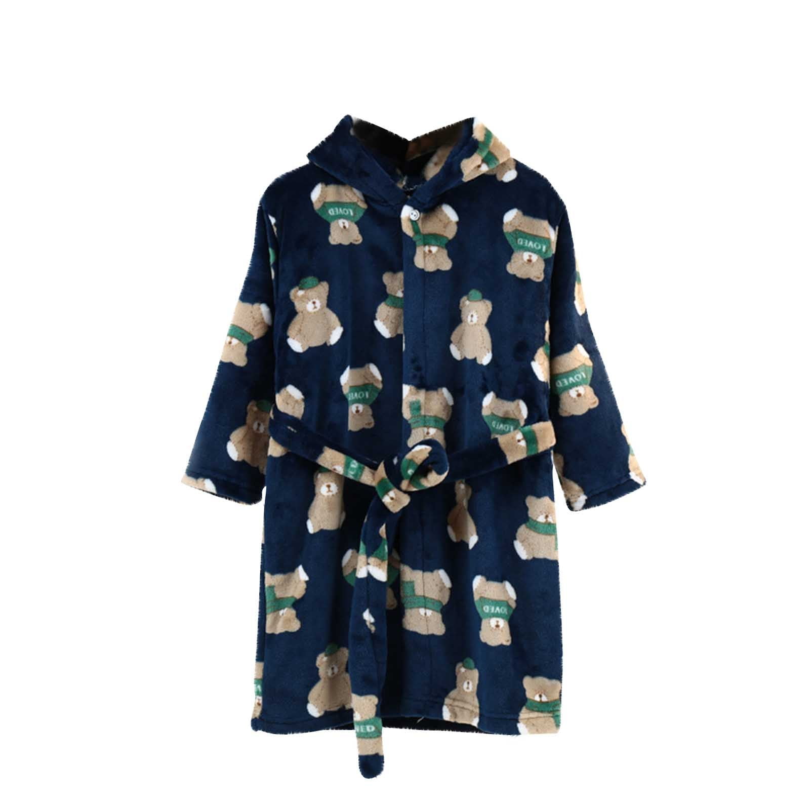 Wyobmus Kids Robes Cute Pattern Bathrobe Unisex Kids Robe Baby Flannel ...