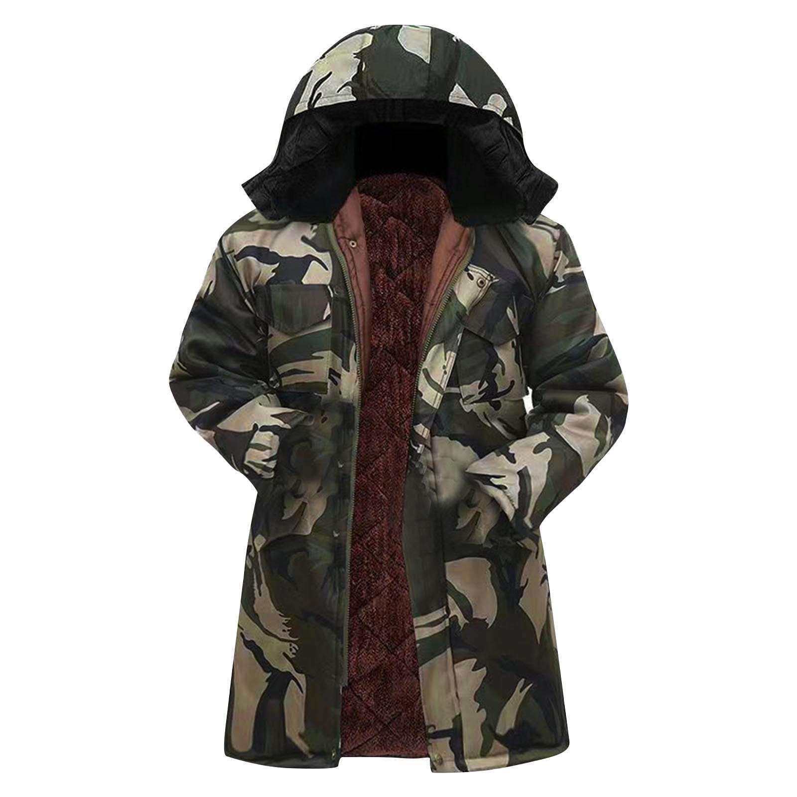 Wyobmus Men's Camo Jacket With Detachable Hood Winter Casual Wearable ...
