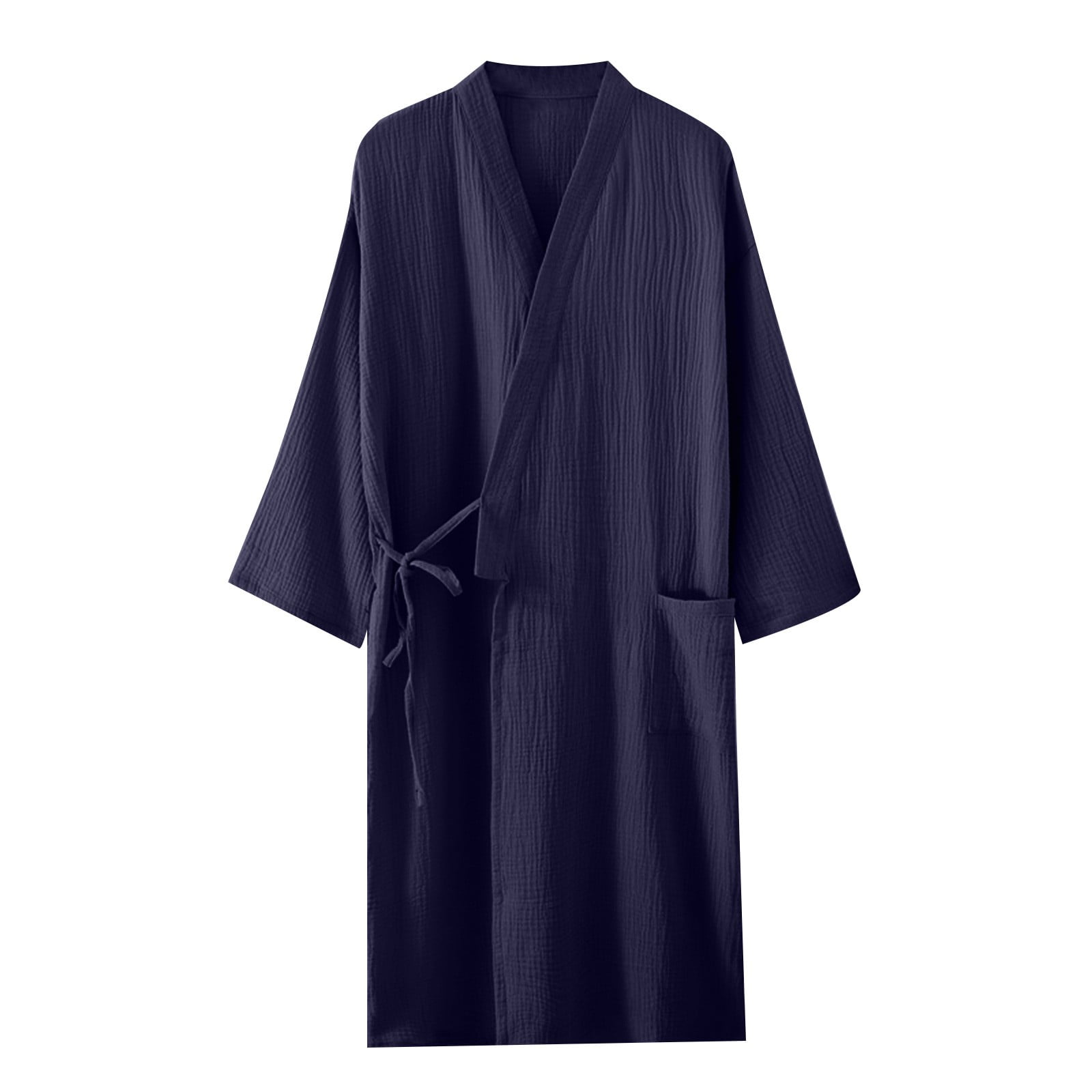 Wyobmus Men's Cotton Robe Lightweight Knee Length Kimono Bathrobe ...