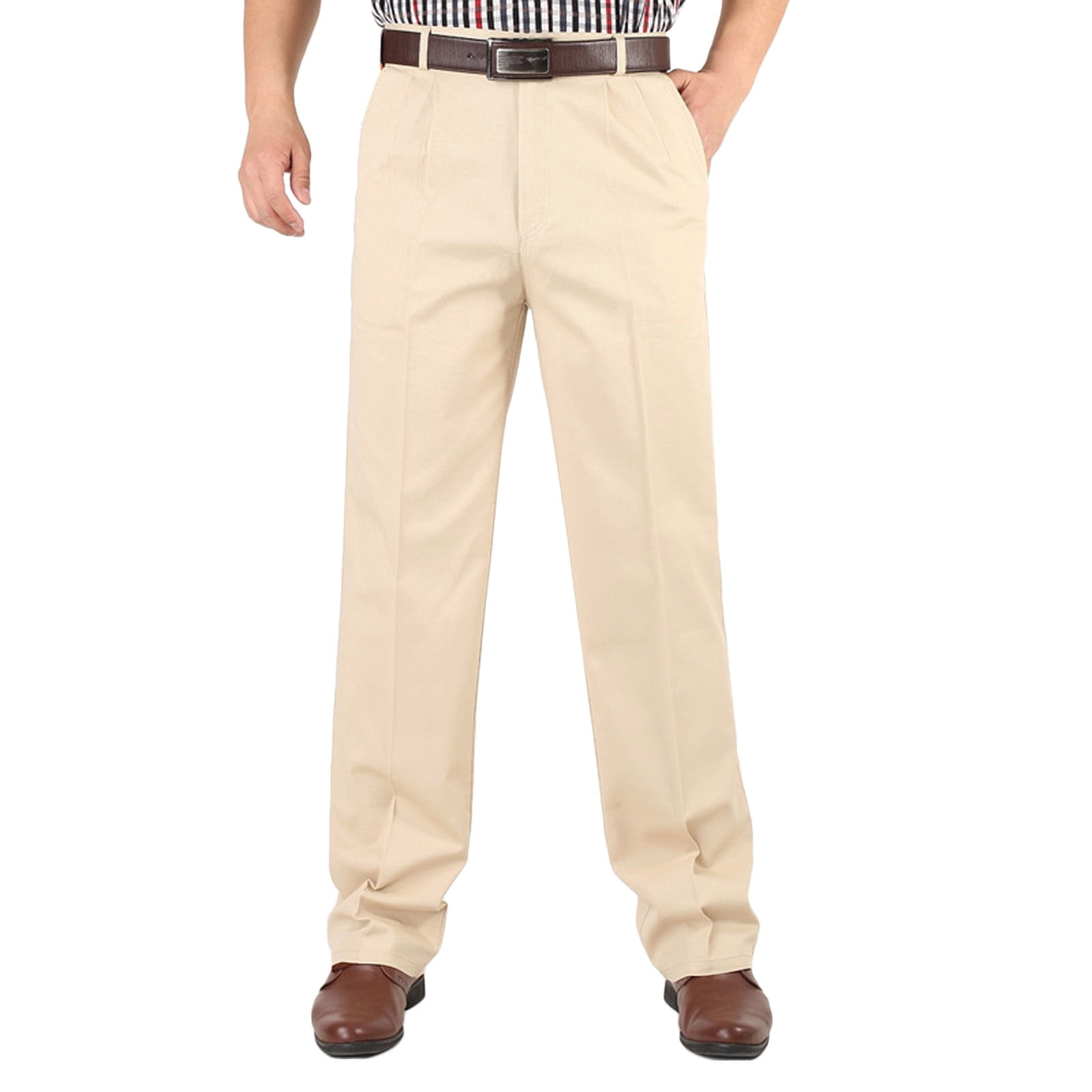 Wyobmus Men's Dress Pants Relaxed Fit Hidden Expandable Waist Suit ...