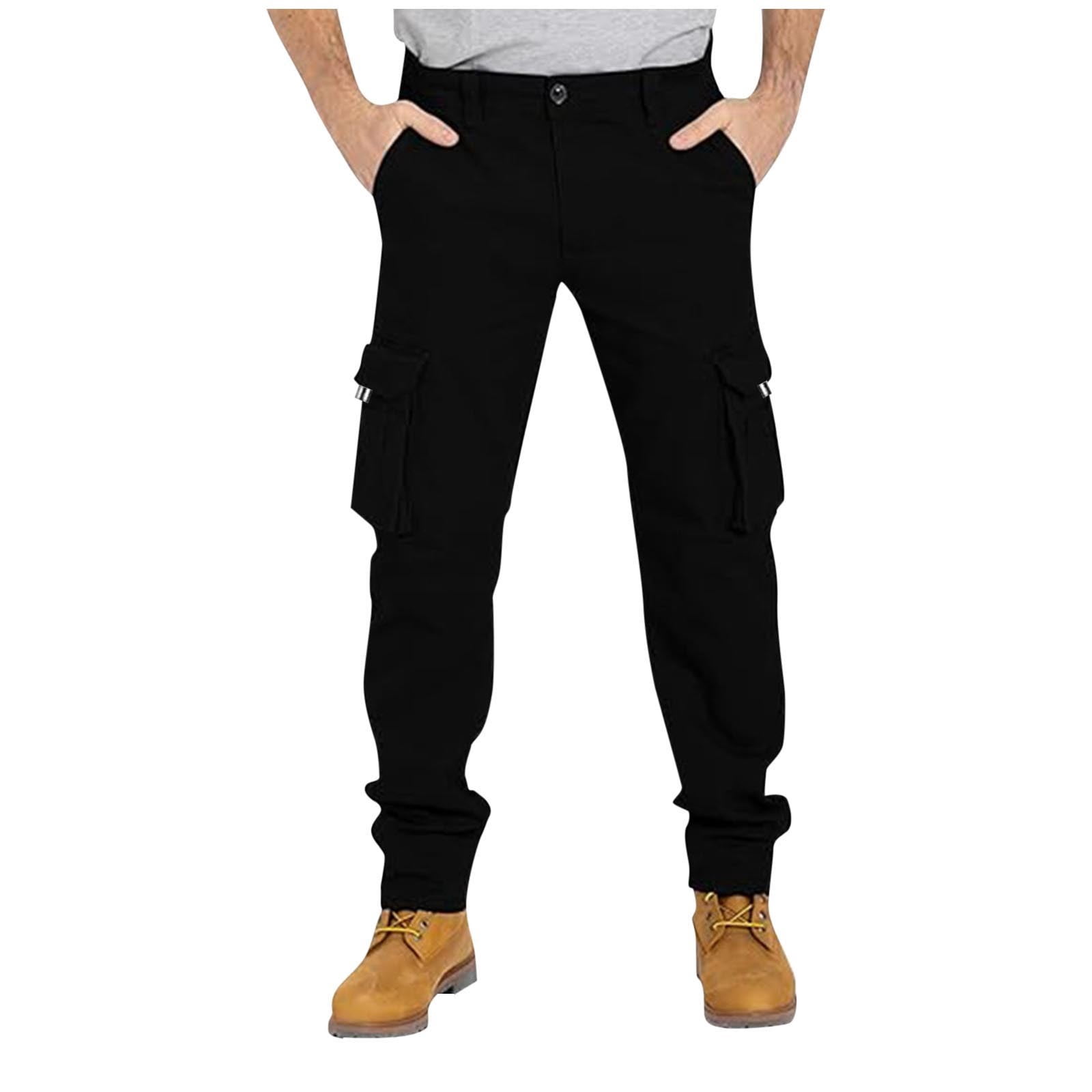 Wyobmus Men's Elastic Waist Hiking Pant Baggy Cargo Pants Lightweight ...