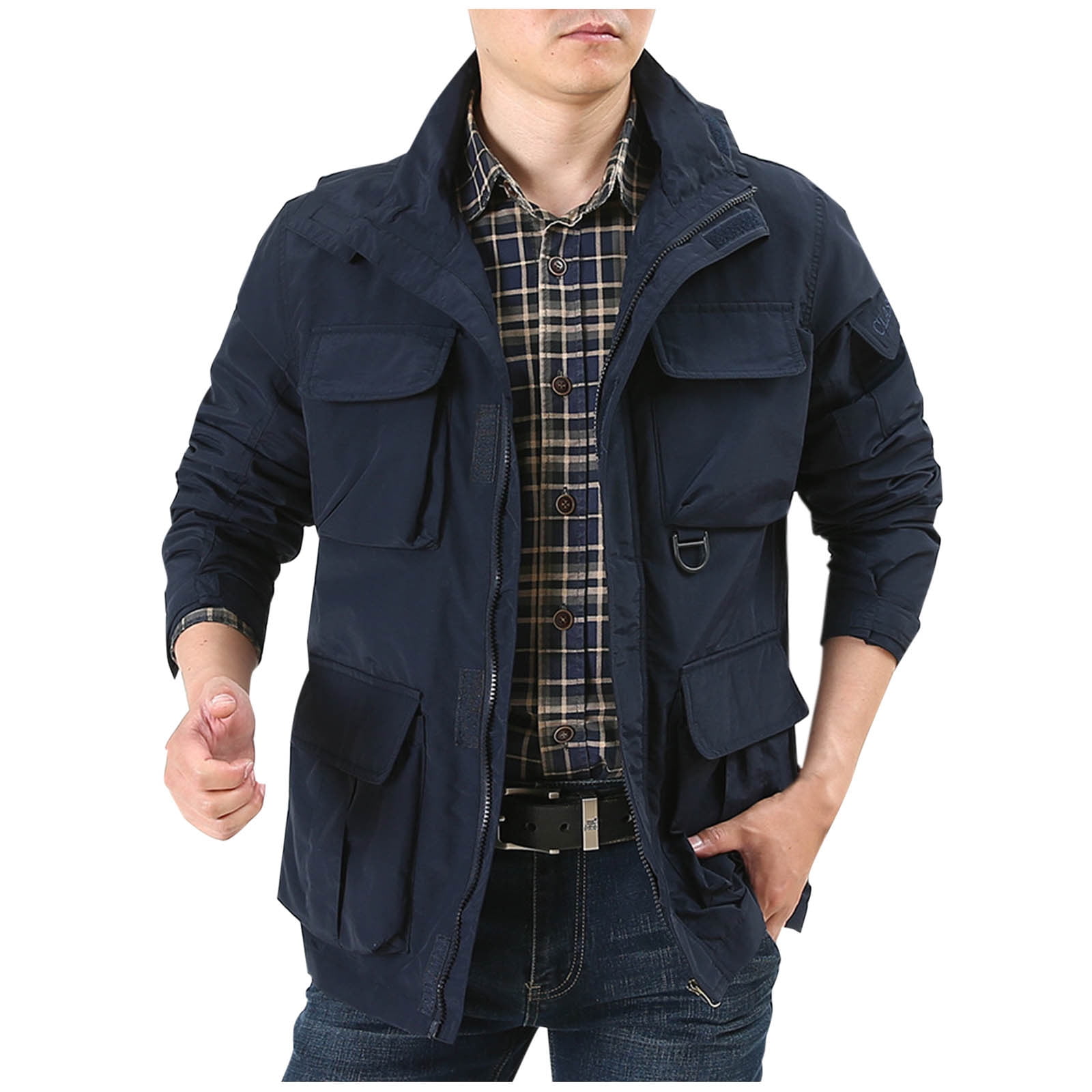 Wyobmus Men's Functional Hooded Jacket Causal Outdoor Jacket Loose Coat ...