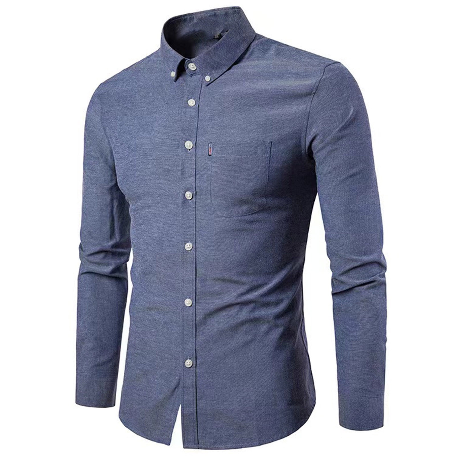 Wyobmus Men's Oxford Shirt Regular Fit Solid Button Down Collar Shirts ...