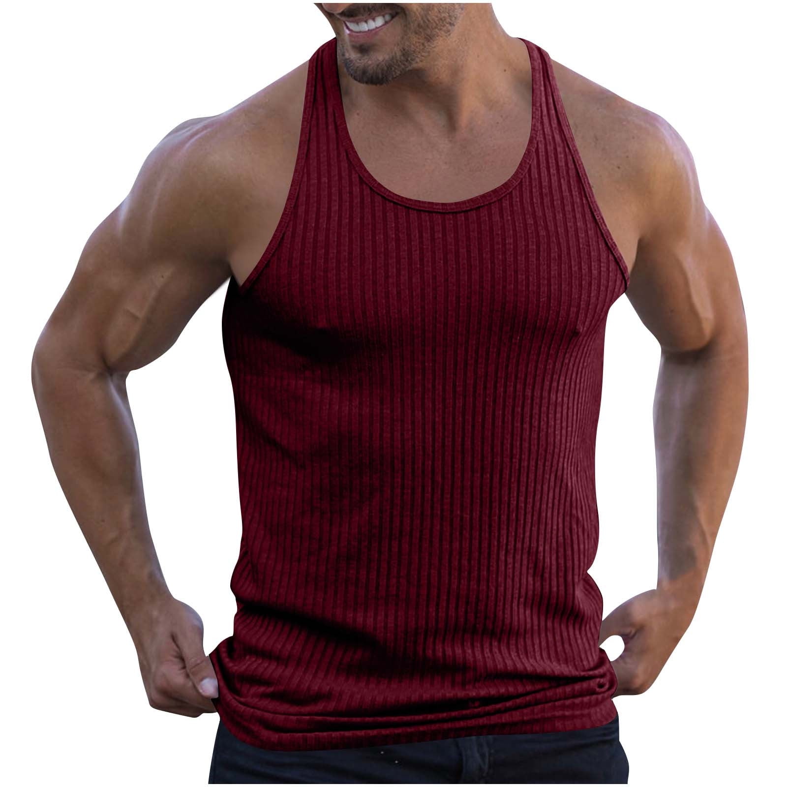 Wyobmus Men's Quick Dry Workout Tank Top Slim Fit Gym Muscle Stripe ...
