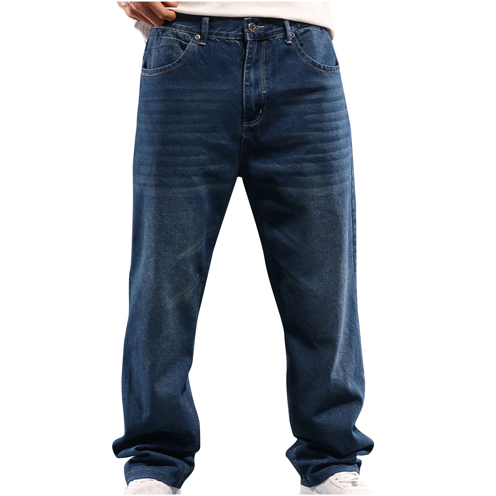 Wyobmus Men's Regular Fit Straight Leg Jeans Casual Comfort Flex Waist ...