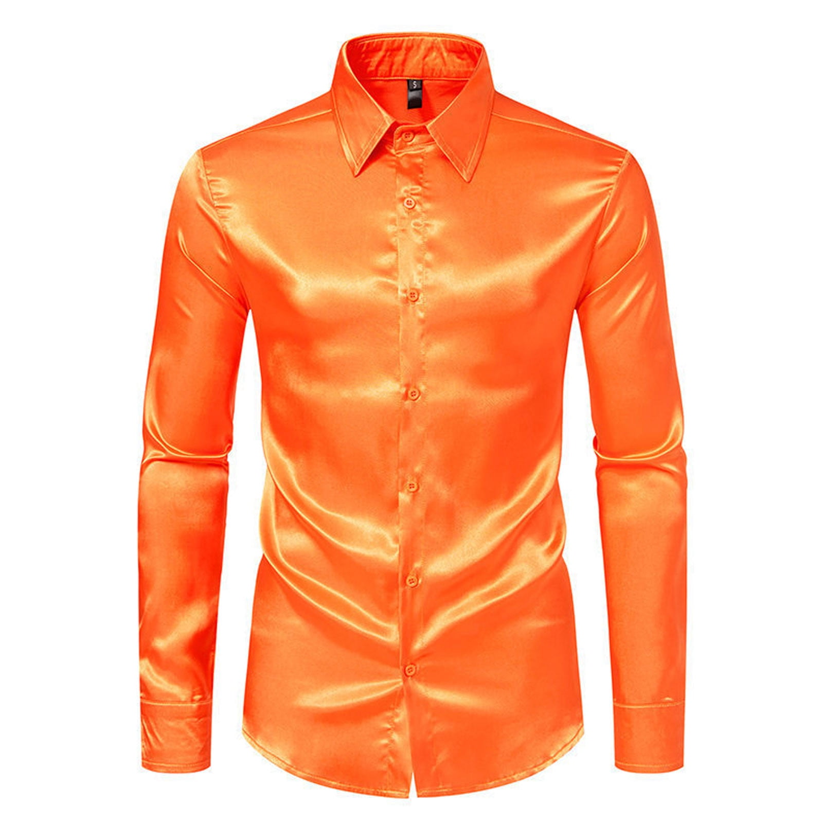 Wyobmus Men's Satin Dress Shirt Shiny Silk Long Sleeve Button Down ...