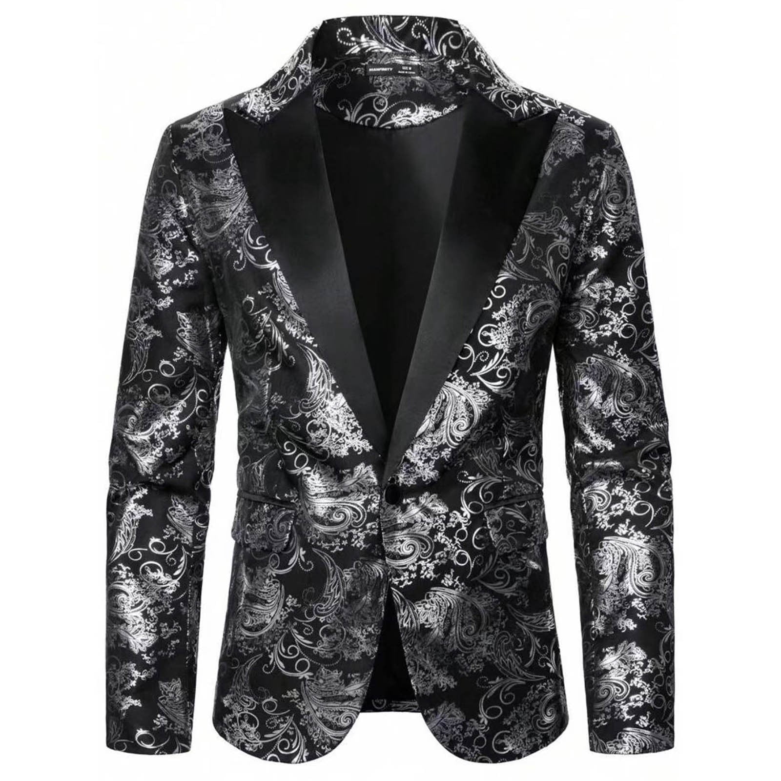 Wyobmus Men's Sequin Blazer Sparkly Glitter Jacket Shiny Floral One ...