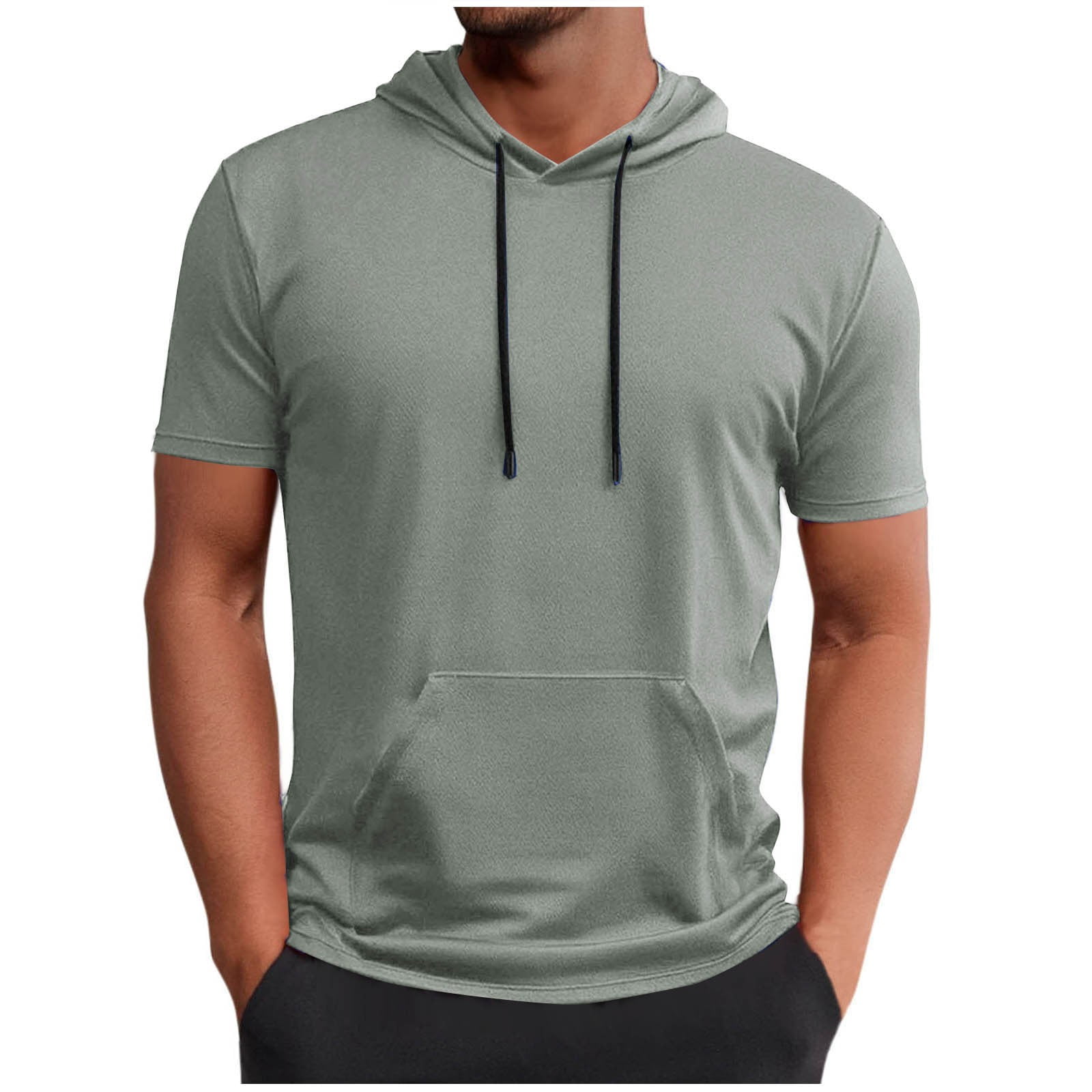 Wyobmus Men's Short Sleeve Hoodie Workout Gym Sweatshirt Muscle Fit ...
