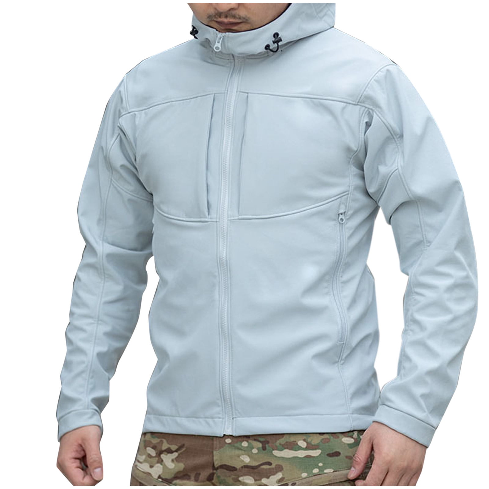 Wyobmus Men's Solid Color Hooded Jacket Hiking Climbing Warm Outdoor ...