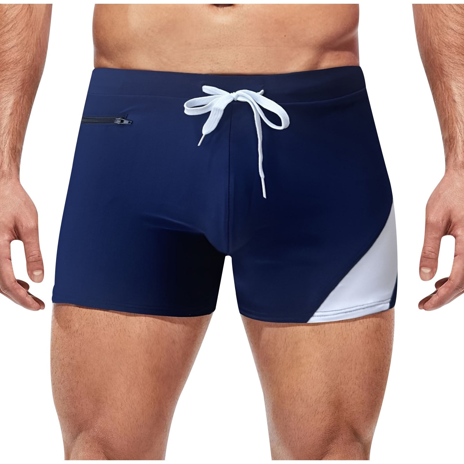 Wyobmus Men's Square Leg Swim Briefs With Zipper Pocket High Stretch ...