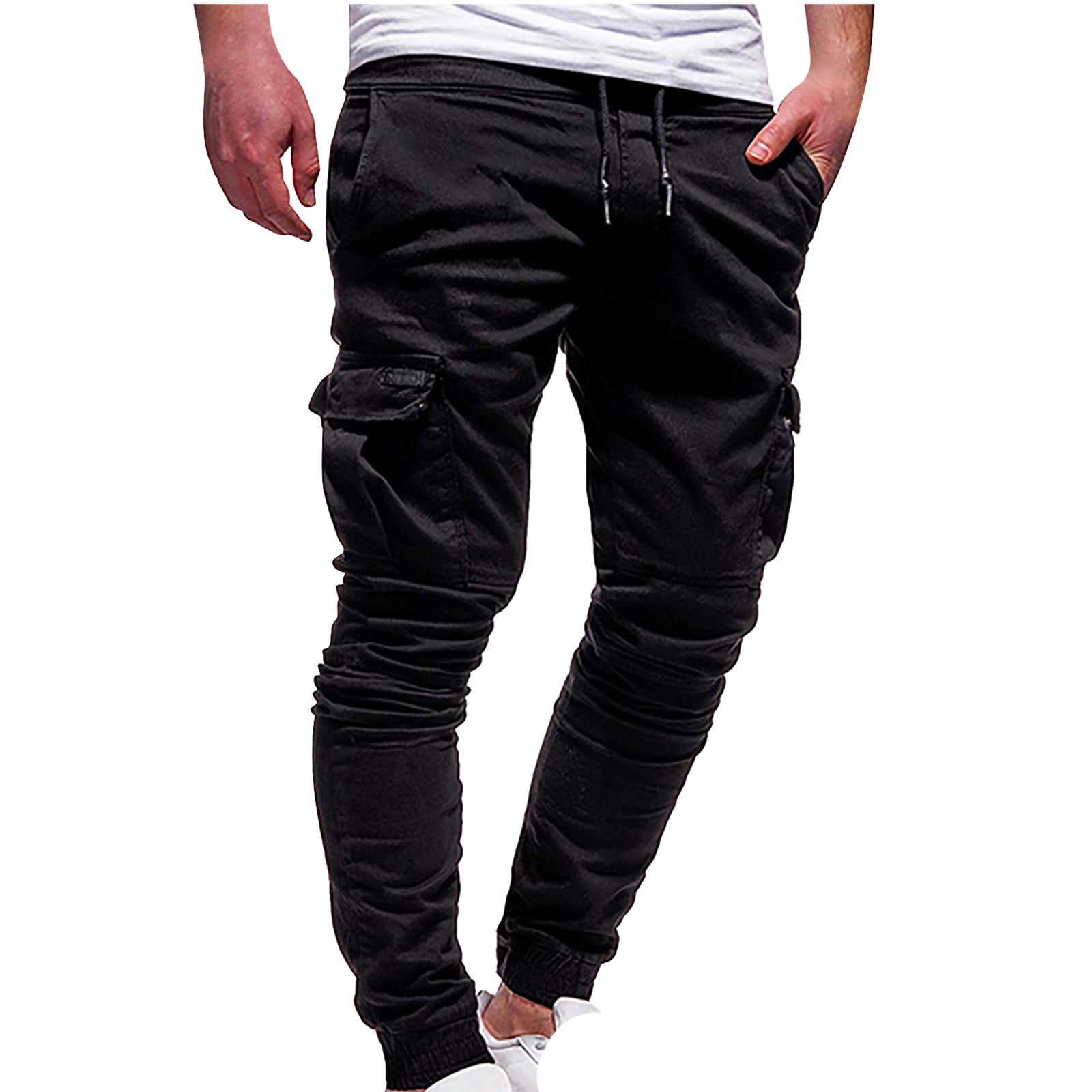 Wyobmus Men's Stretch Cargo Pants Slim Fit Joggers Casual Sport Pants ...