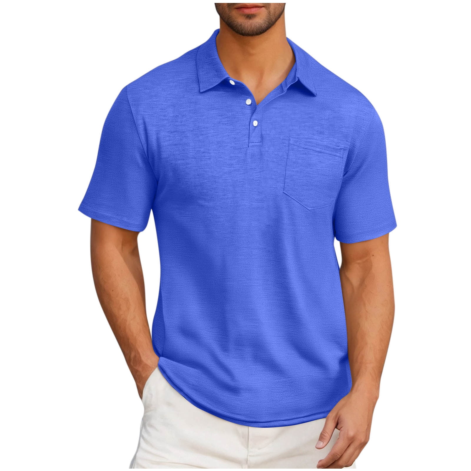 Wyobmus Men's Tshirts Short Sleeve Quick Dry Turndown Collar Tee Shirts ...