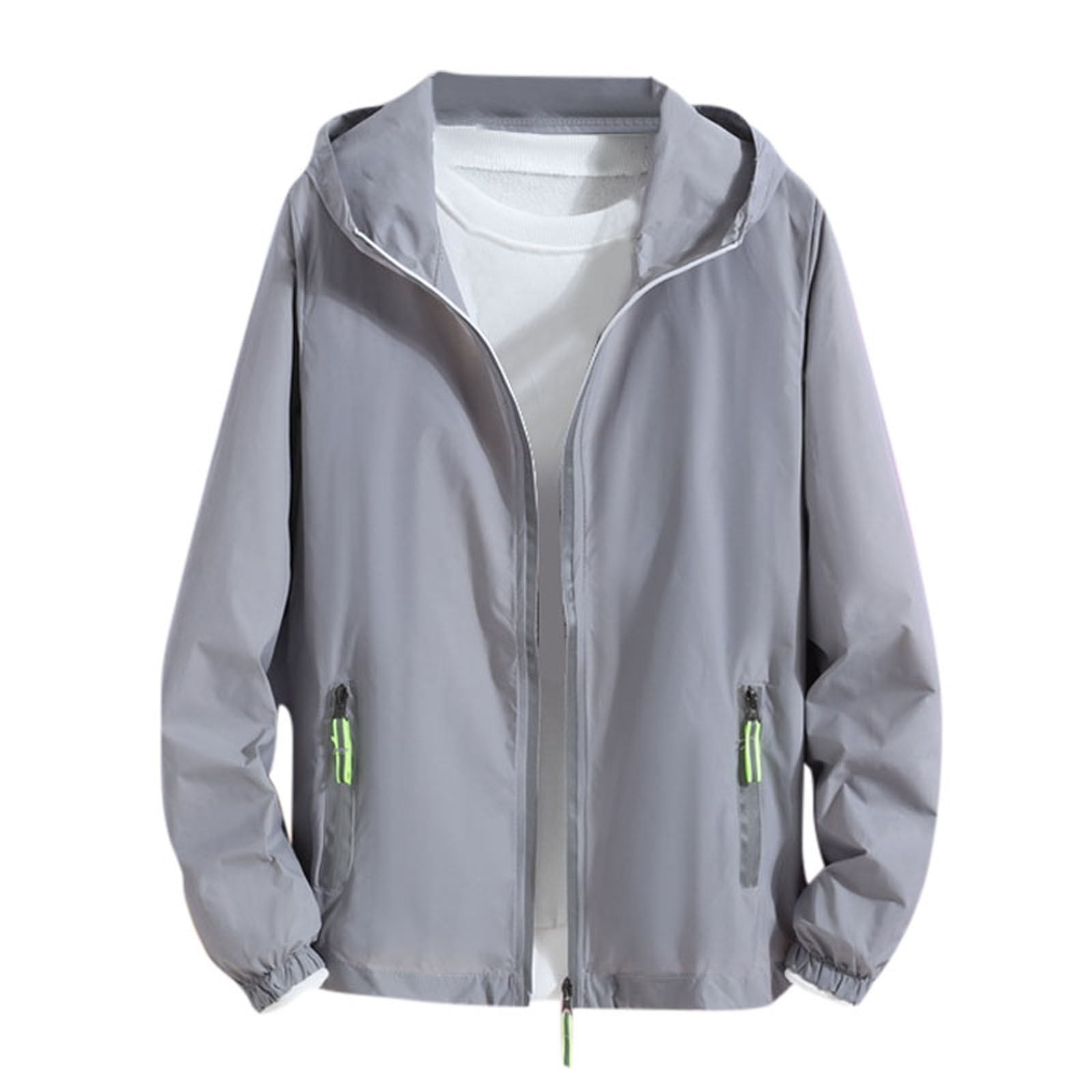 Wyobmus Men's Zip Up Softshell Jackets Long Sleeve Sun Protetion Hooded ...