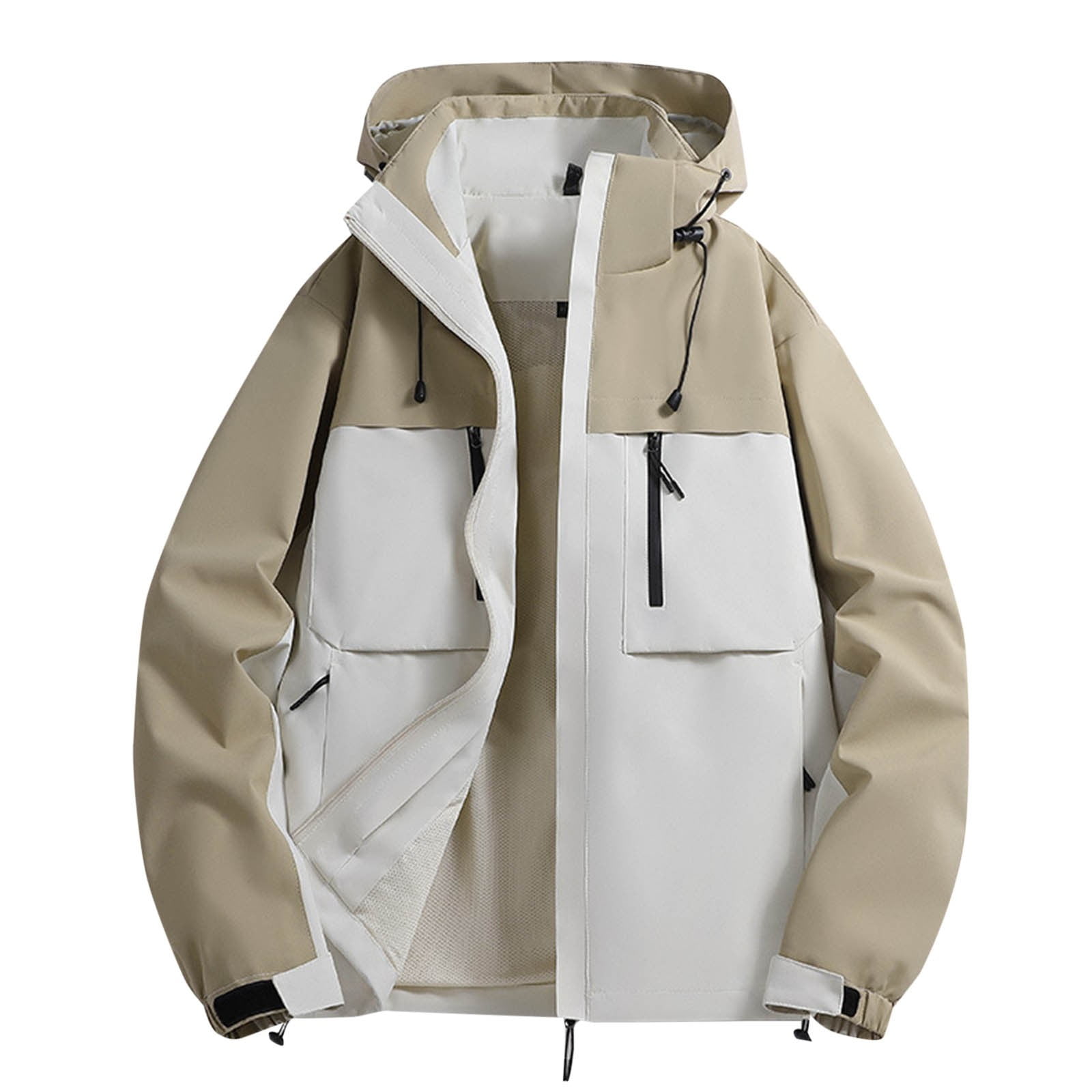 Wyobmus Men's Zip Up Windbreaker Jacket With Zipped Pocket Patchwork ...