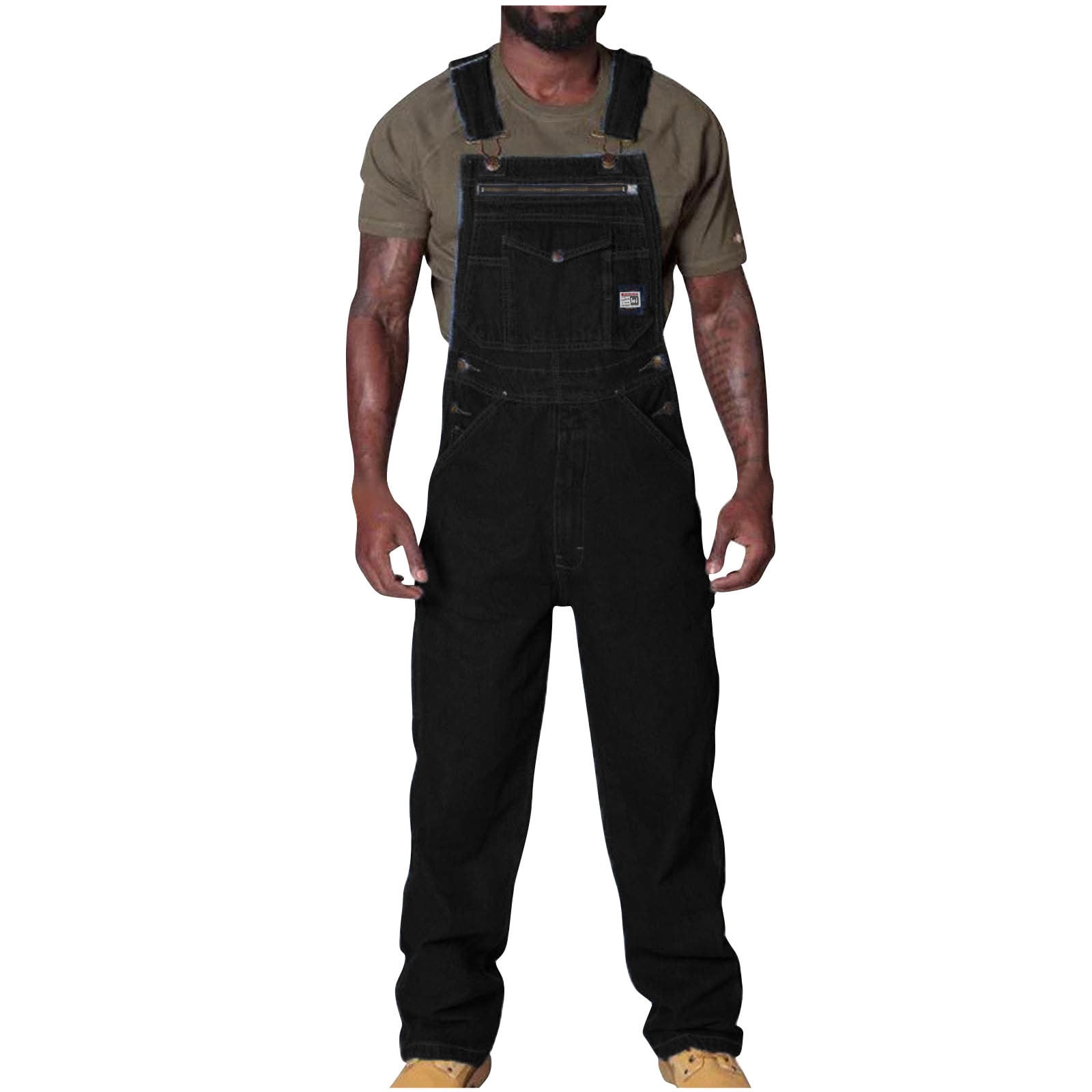 Wyobmus Mens Bib Denim Overalls Loose Fit Adjustable Straps Workwear ...