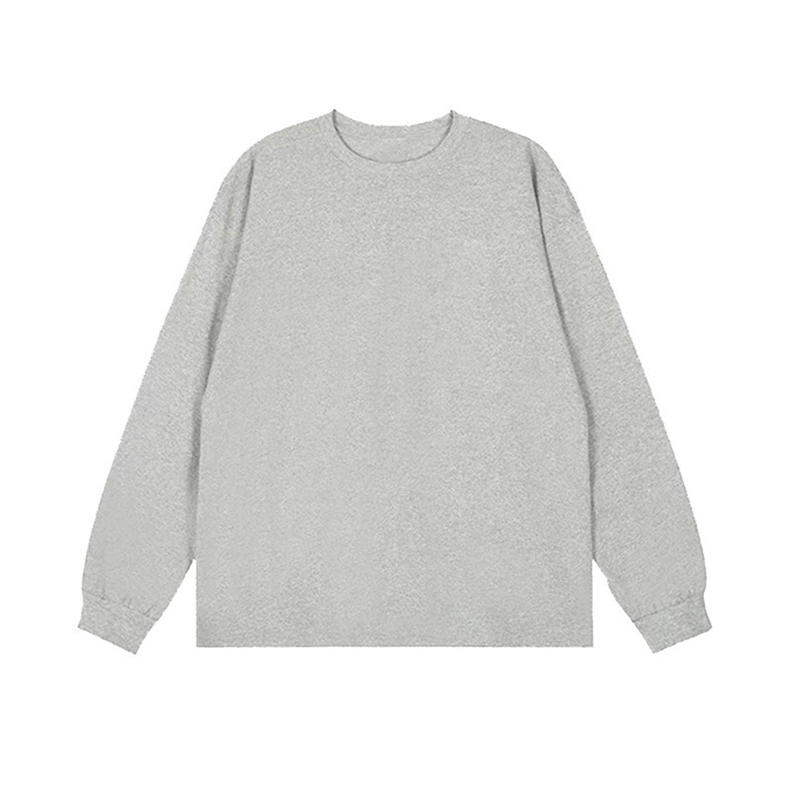 Wyobmus Mens Cotton Crewneck Tshirt Loose Fit Ribbed Pullover Solid ...