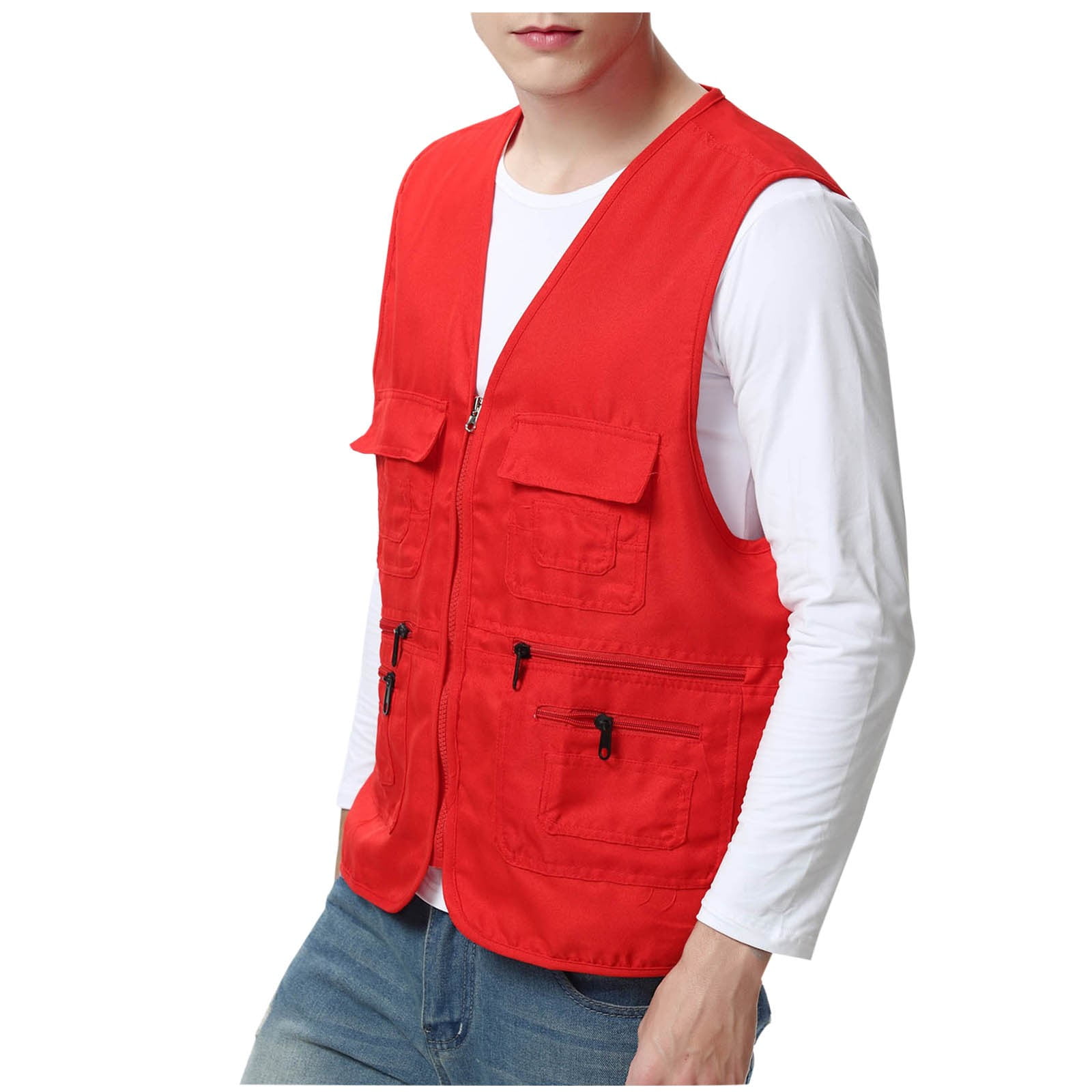 Wyobmus Mens Fishing Vest Summer Outdoor Work Vest Utility Pockets ...