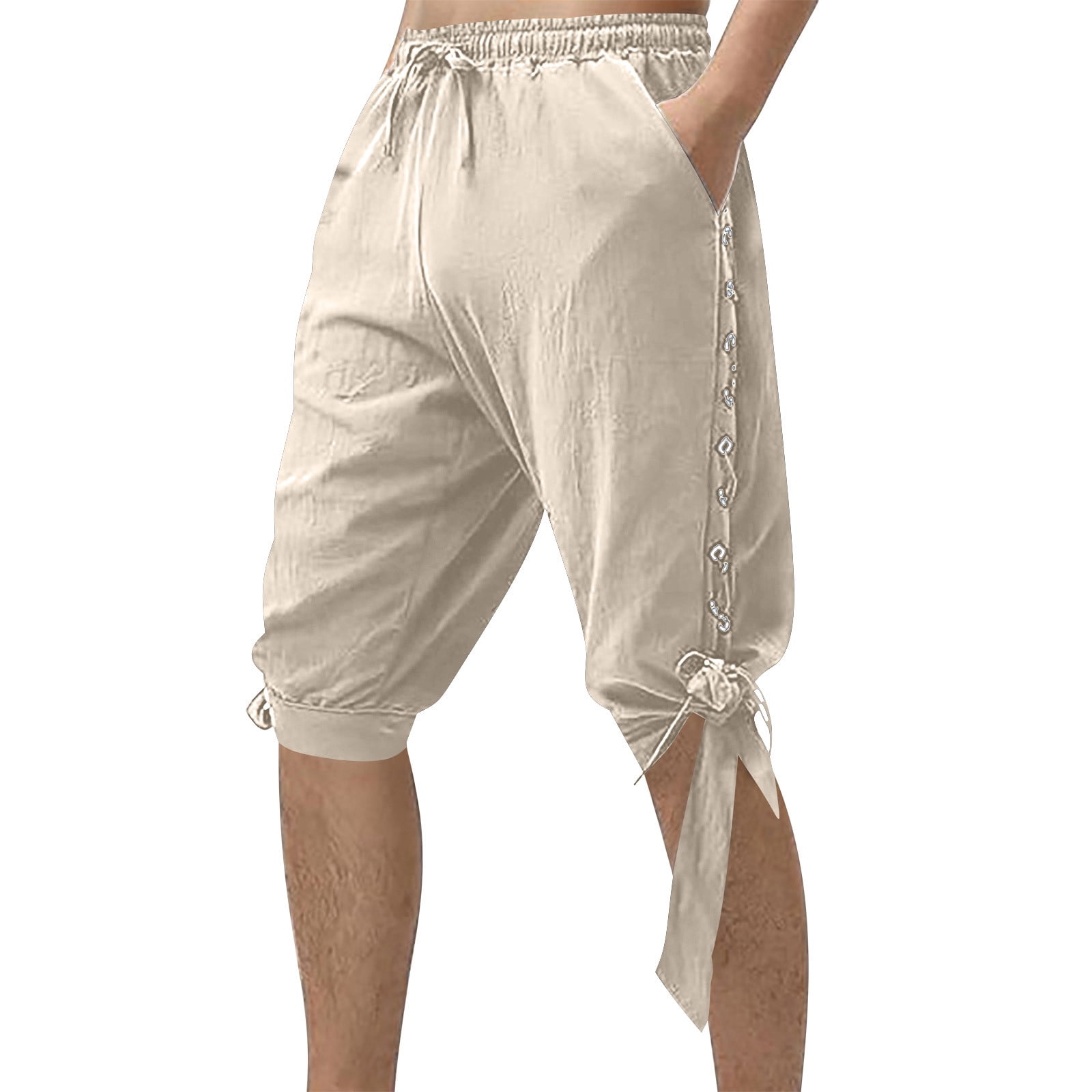 Wyobmus Mens Half Shorts Pants Pirate Shorts Renaissance Viking ...
