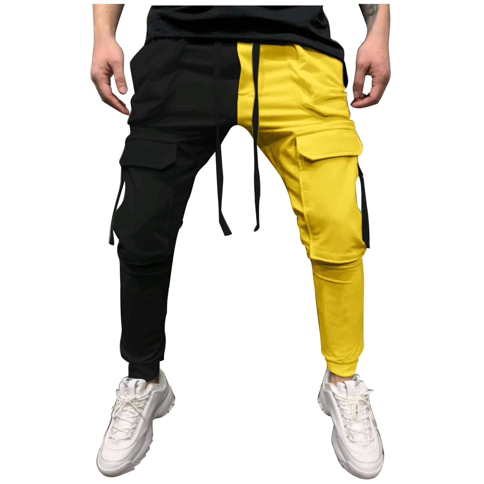 Wyobmus Mens Patchwork Joggers Relaed Fit Straight Leg Cargo Pants ...