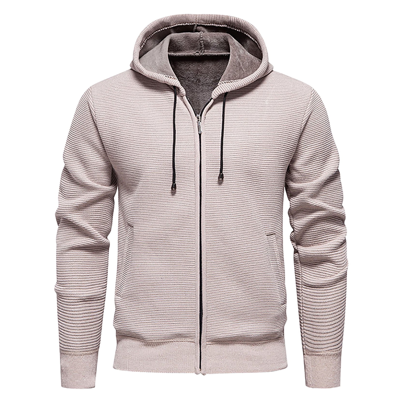 Wyobmus Mens Sherpa Lined Hoodies Jacket Casual Hooded Solid Color ...