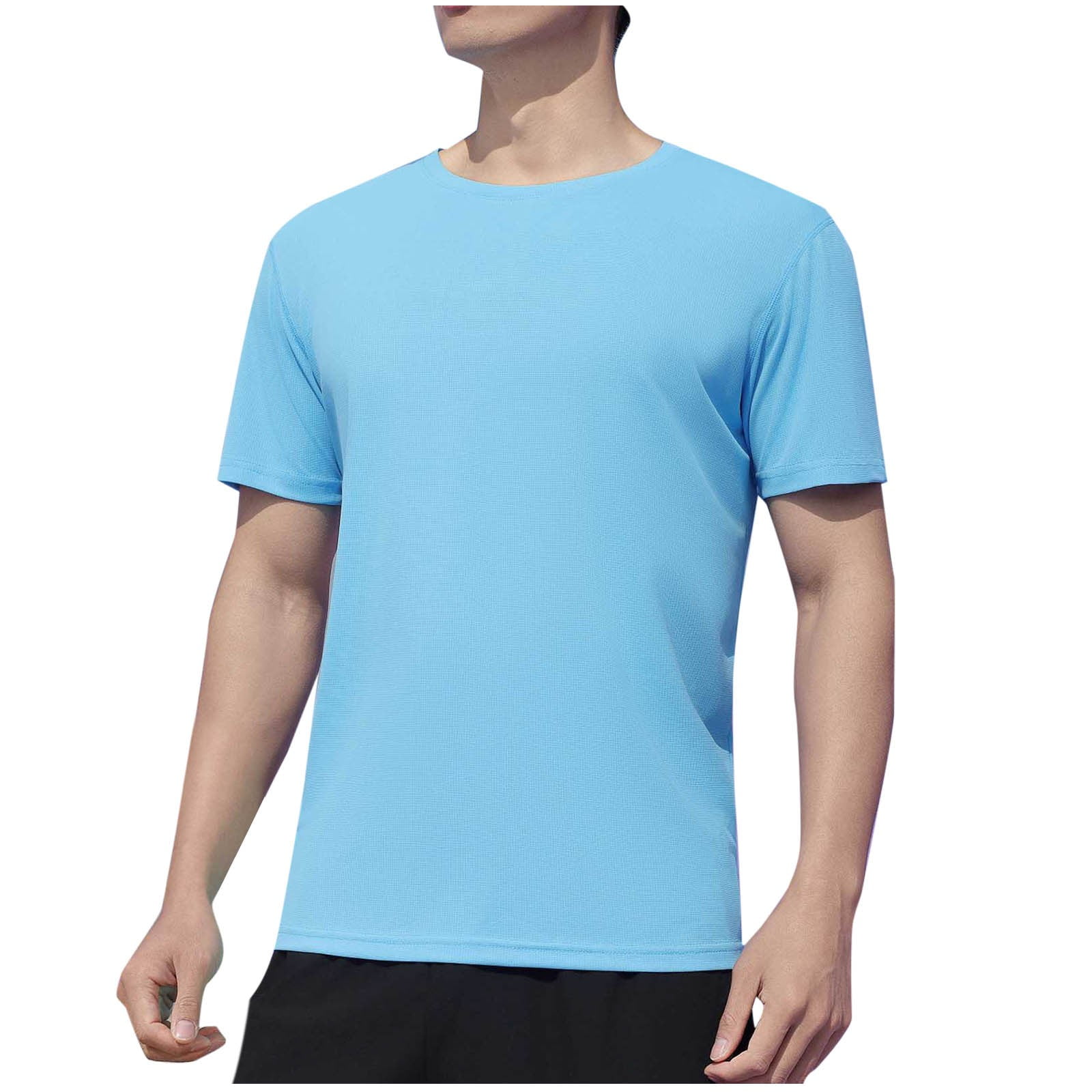 Wyobmus Mens Short Sleeve Tee Shirts Quick Dry Stretch Active Crew Neck ...