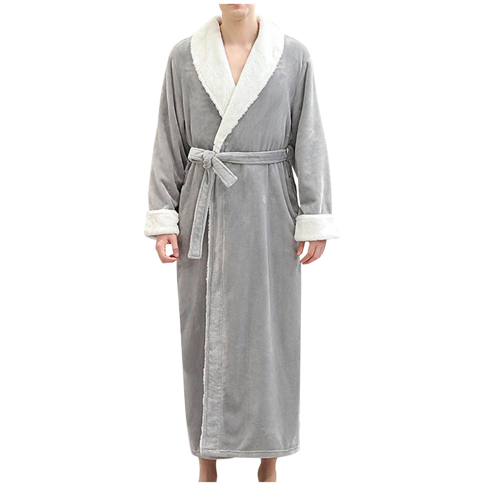 Wyobmus Mens Soft Robe Plush Fluffy Fleece Bathrobe Long Sherpa Shaggy ...