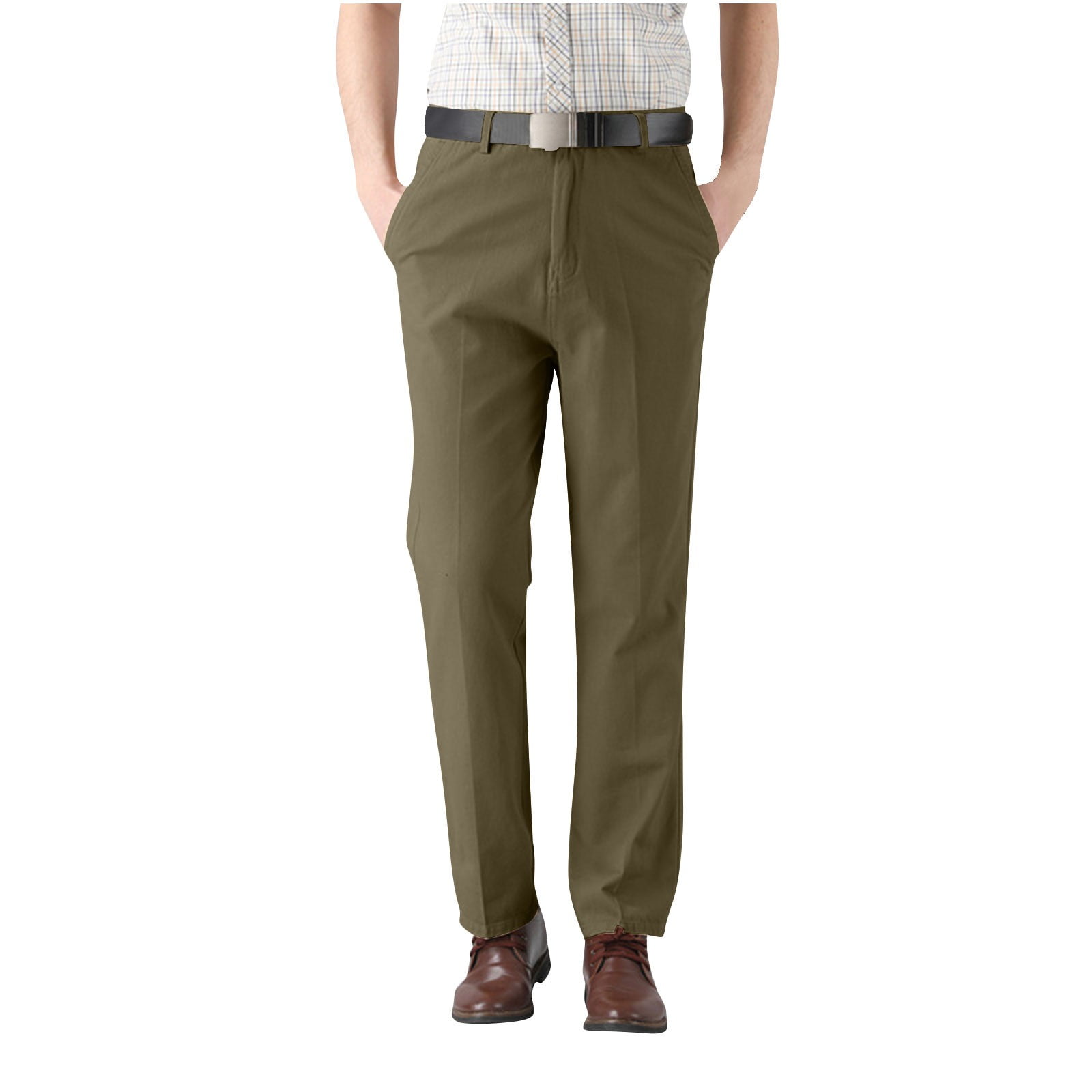 Wyobmus Mens Summer Dress Pants Classic Fit Expandable-Waist Flat-Front ...
