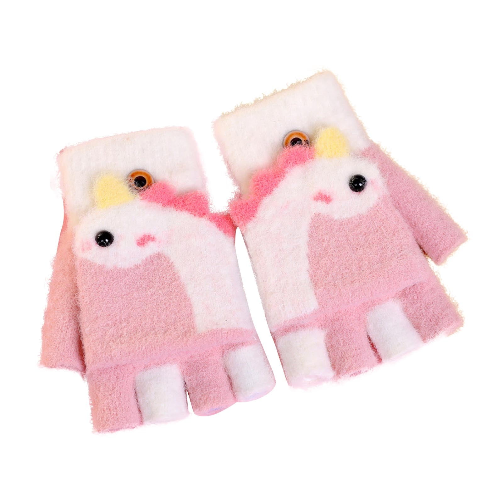 Wyobmus Kids Fingerless Gloves With Mitten Cover Comfortable Thick ...