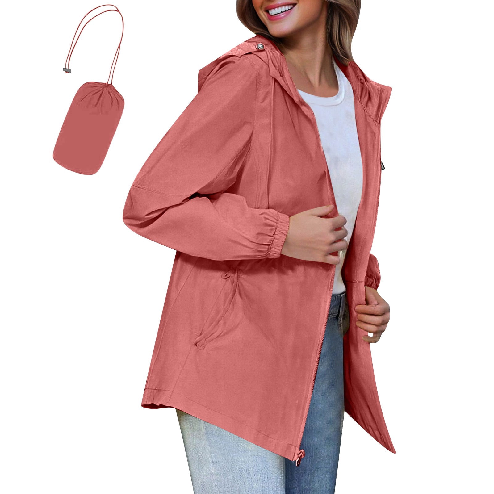 Wyobmus Rain Jacket for Women Waterproof with Hood Lightweight Packable ...