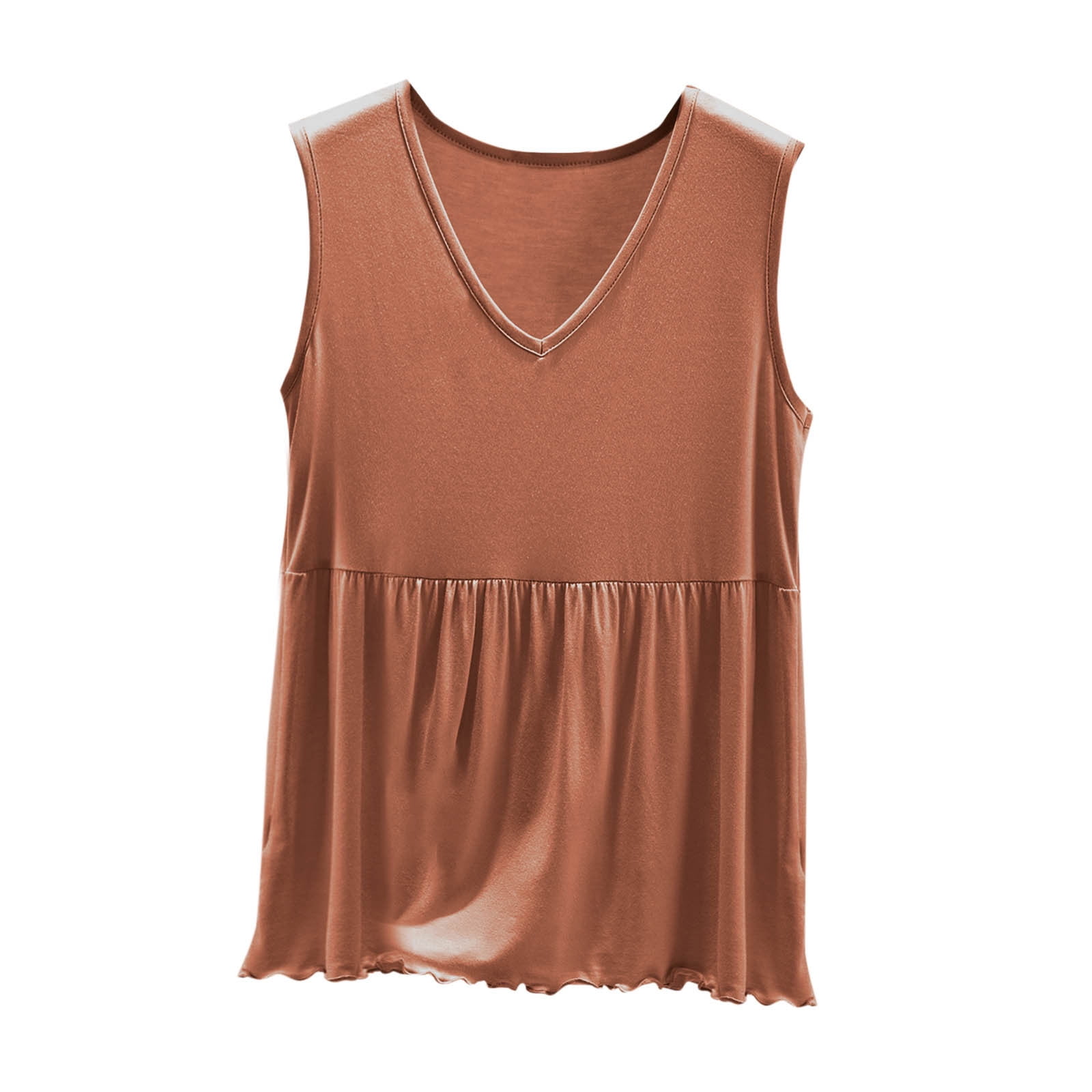 Wyobmus Women Modal Tank Tops Summer Front Pleated V Neck Basic Tees ...