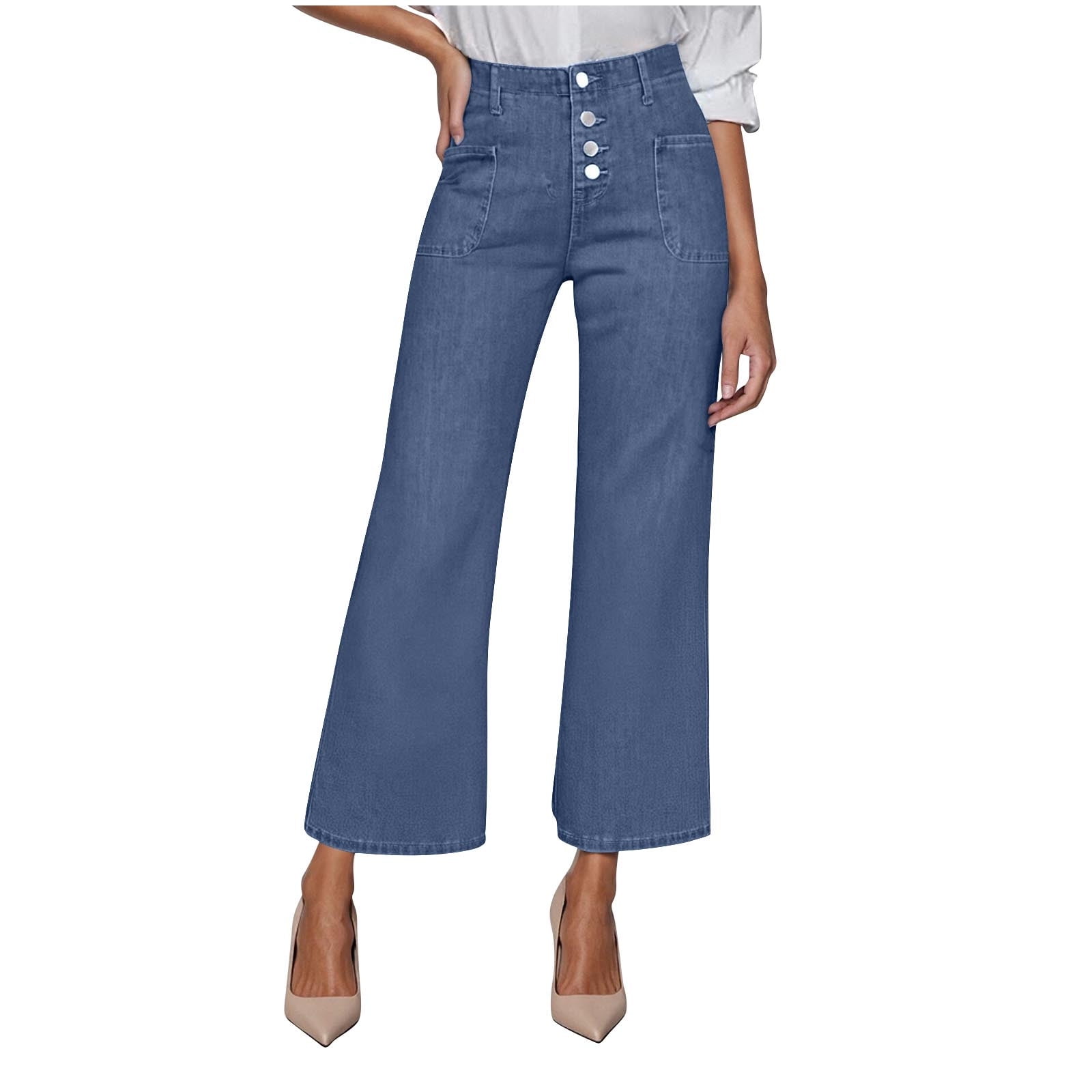 Wyobmus Women's Cropped Jeans High Waist Ankle-Length Jeans Stretchy ...