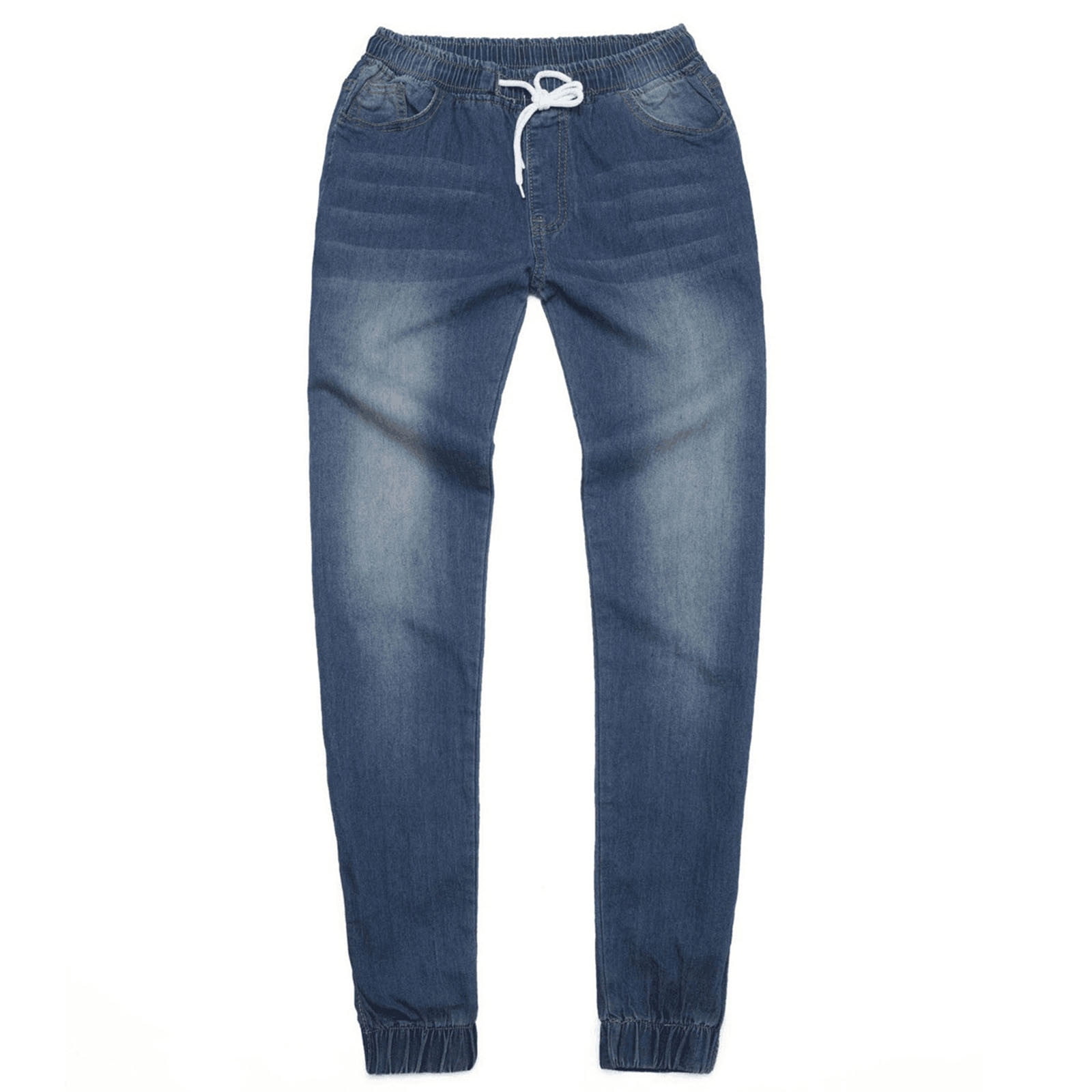 Wyobmus Women's Low Rise Jeans Elastic Waistband Drawstring Ankle ...