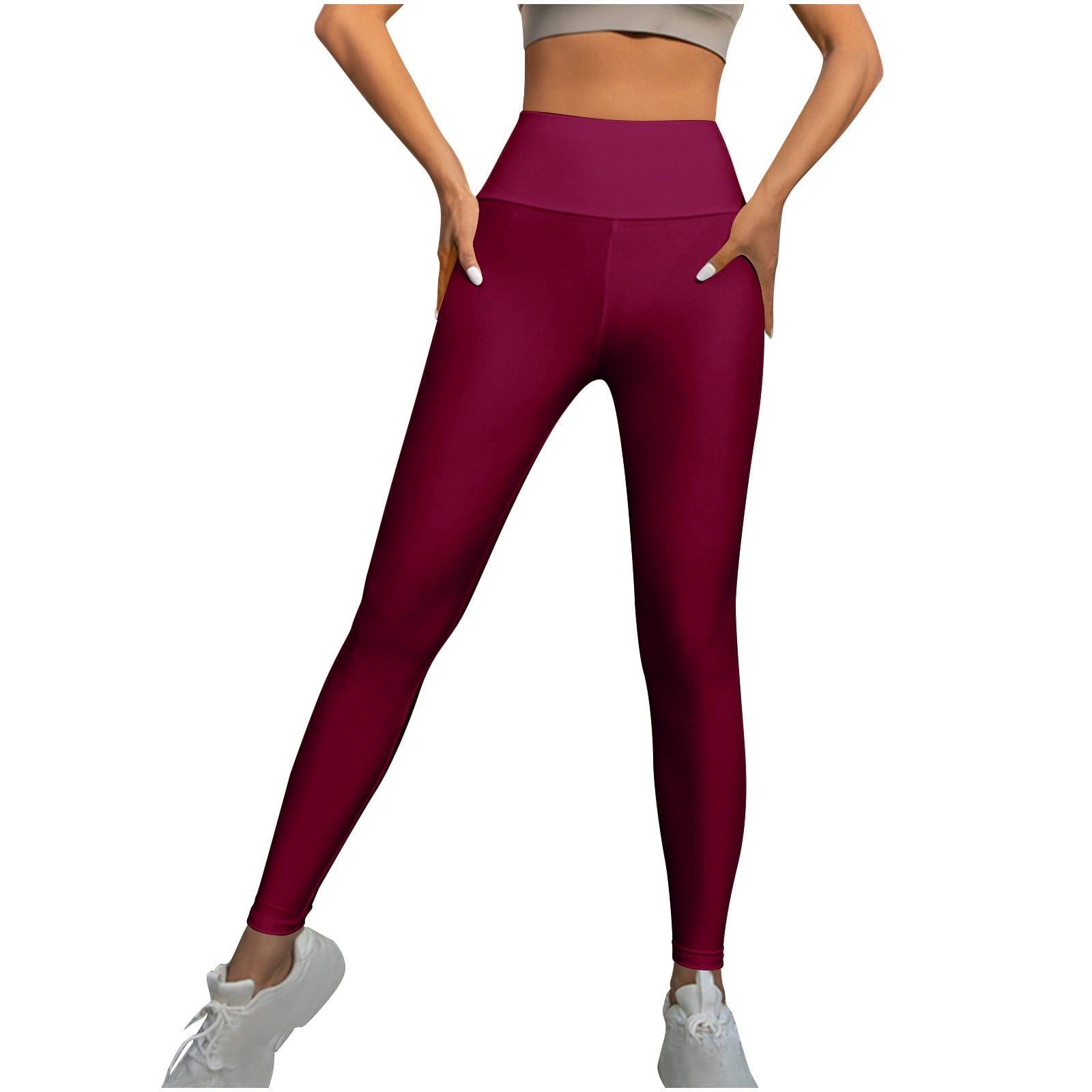 Wyobmus Women's Yoga Leggings Solid Color Hip Lift Fitness High Waist ...