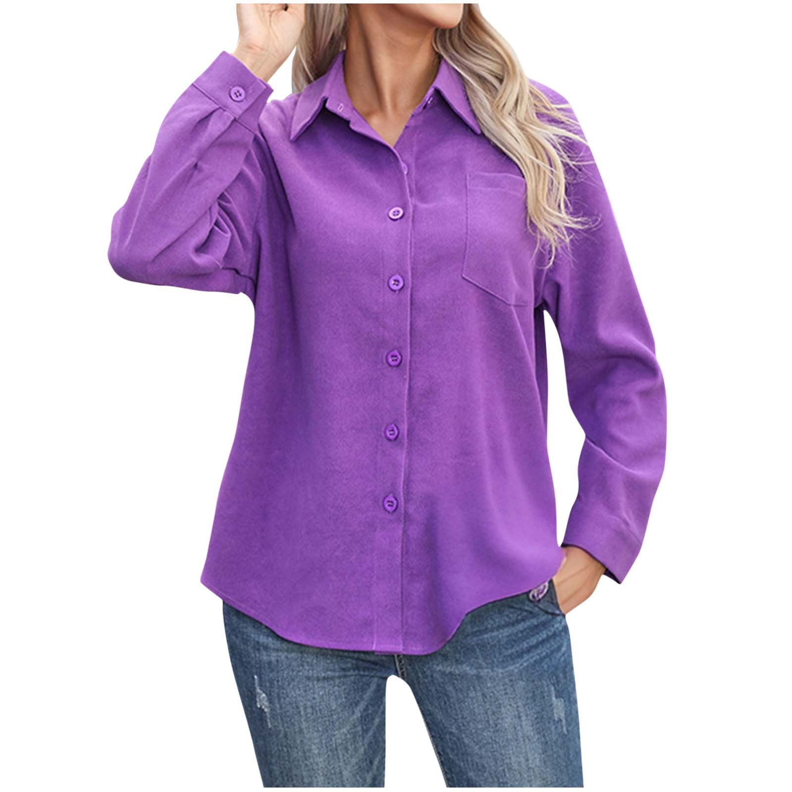 Wyobmus Womens Loose Long Sleeve Shirt Notch Lapel Dress Shirt ...