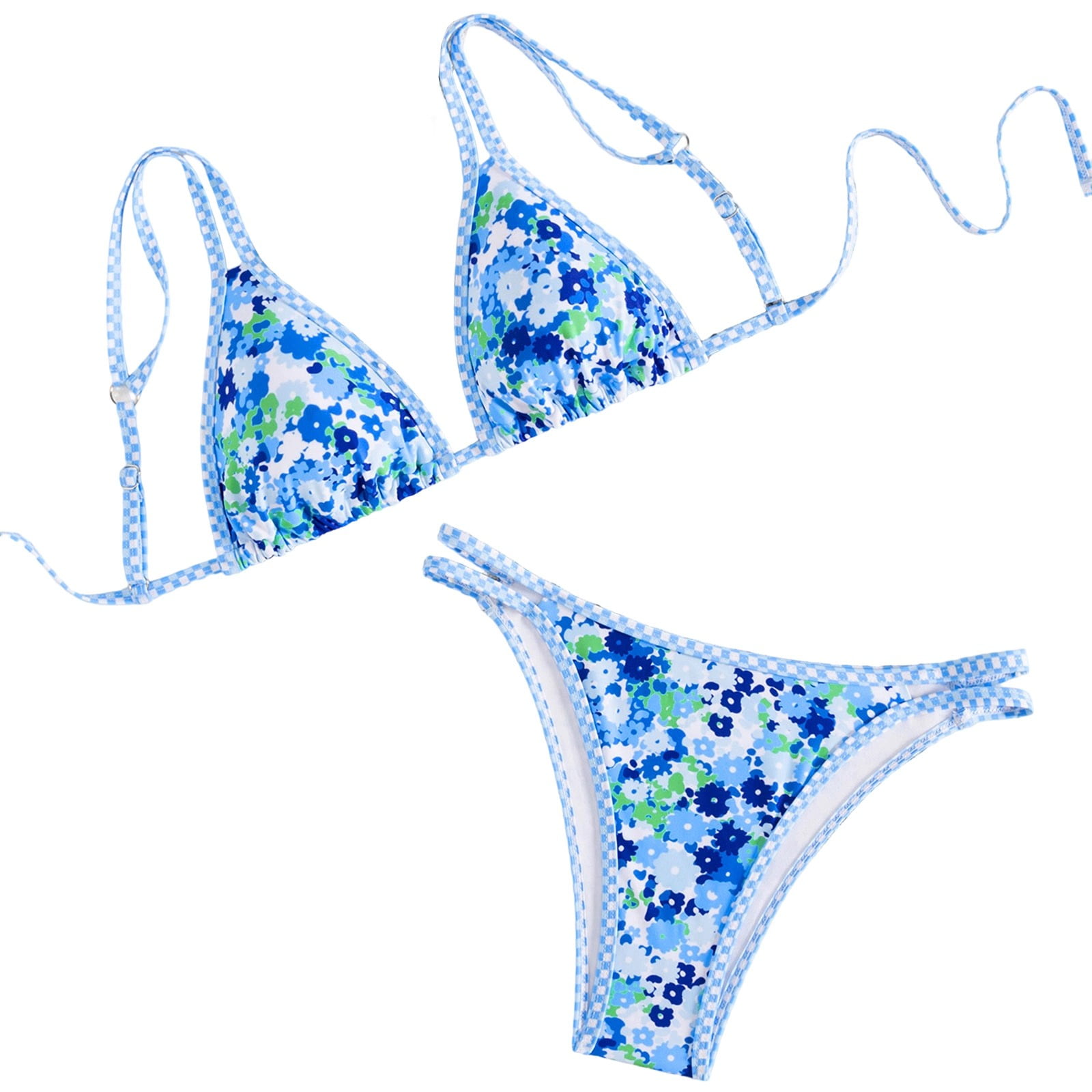 Wyobmus Womens Triangle Bikini Sets Floral Print 2 Piece Swimsuit ...