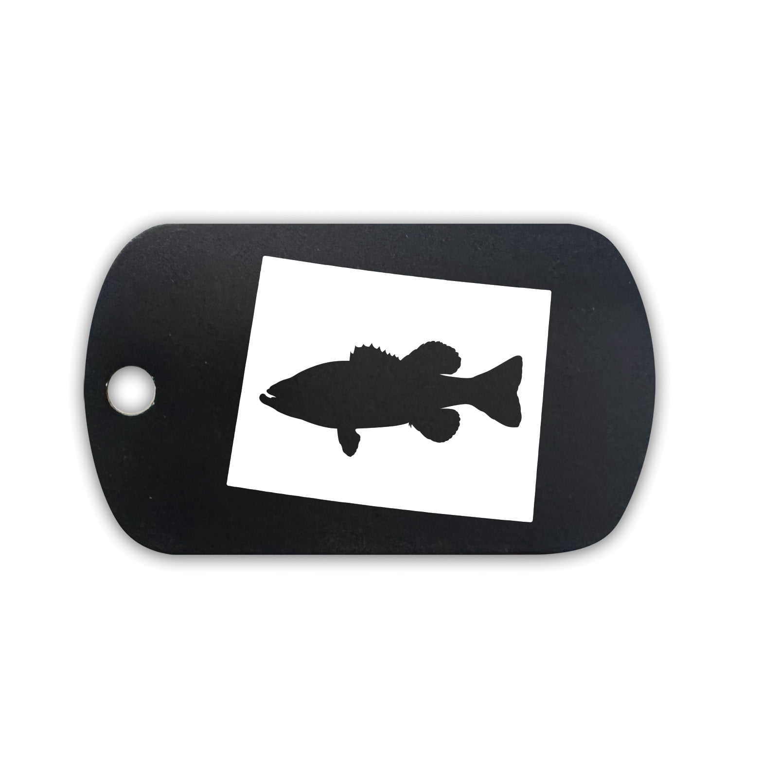 Wyoming Bass GI Dog Tag Aluminum Keychain state shaped largemouth sport ...