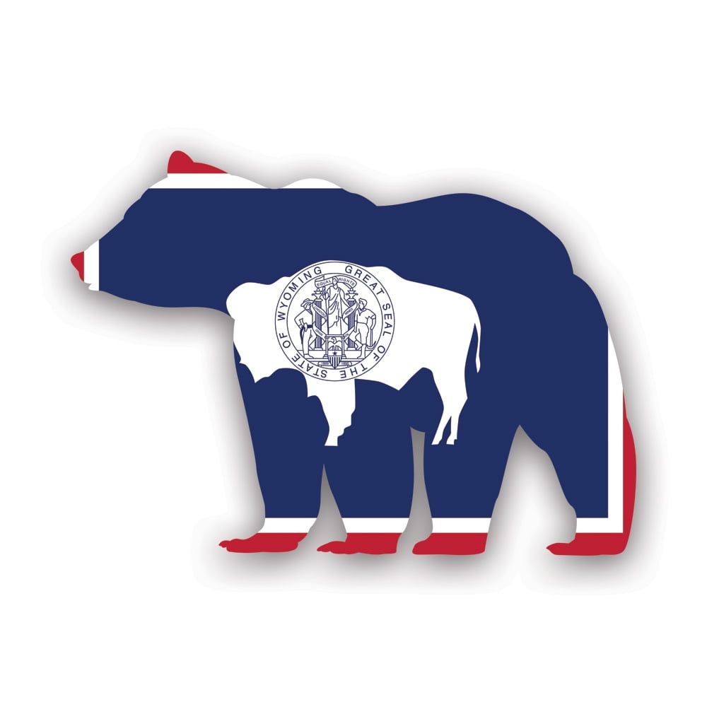 Wyoming Bear Flag Sticker Decal - Self Adhesive Vinyl - Weatherproof ...