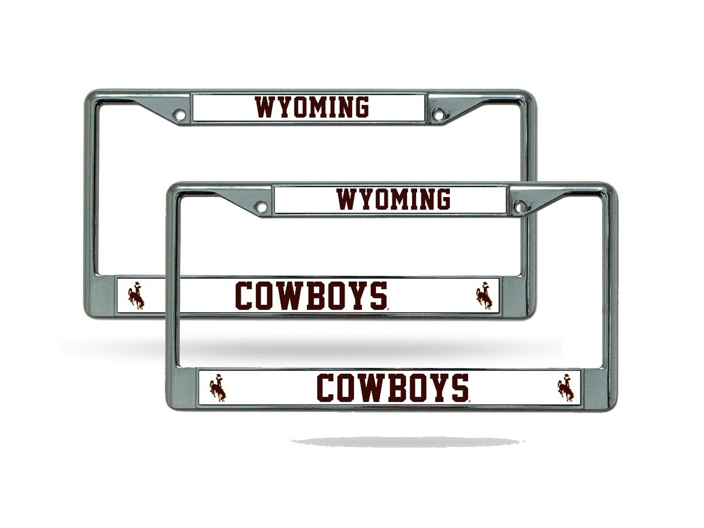 Rico Wyoming Cowboys License Plate Frames, Chrome Metal, Standard 12x6 ...