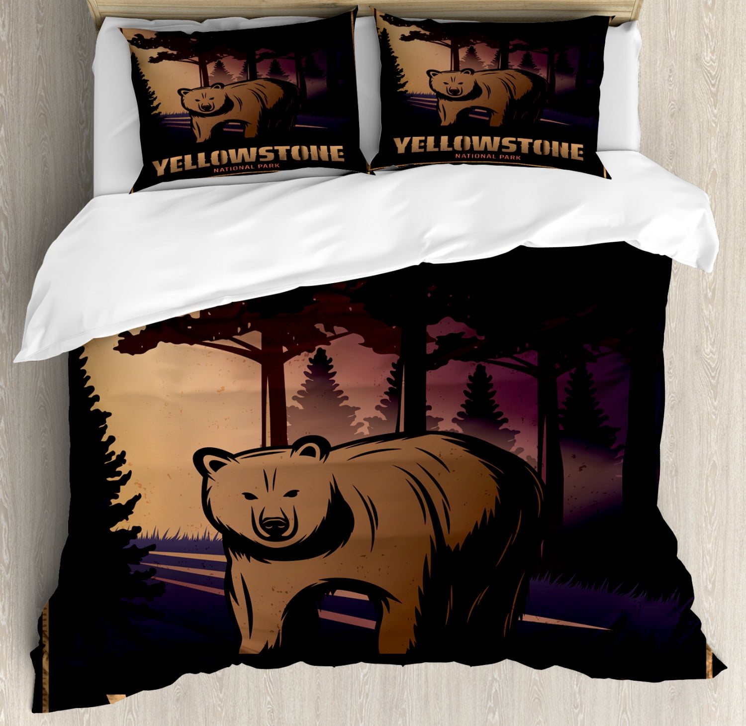 Wyoming Duvet Cover Set King Size, Cartoon Design Poster Graphic with ...