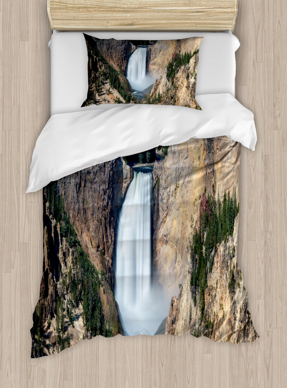Wyoming Duvet Cover Set Twin Size, Grand Canyon of Yellowstone Outdoor ...