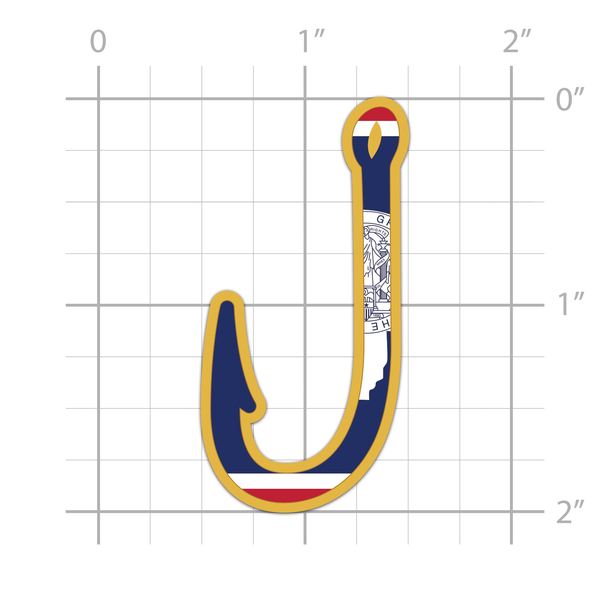 Wyoming Fish Hook Sticker for water bottle phone tumbler hard hatflag ...