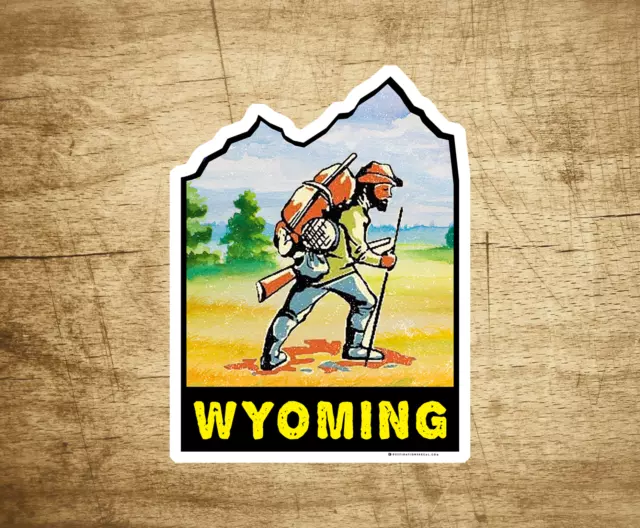 Wyoming Hiking Sticker Decal Hiker Vintage Travel Phone Decal Water ...