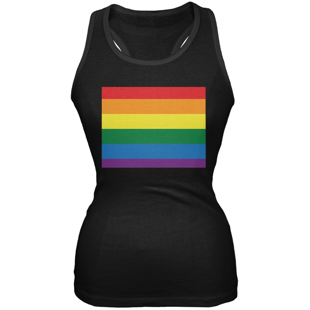 Wyoming LGBT Lesbian Pride Rainbow Black Juniors Soft Tank Top - 2X ...