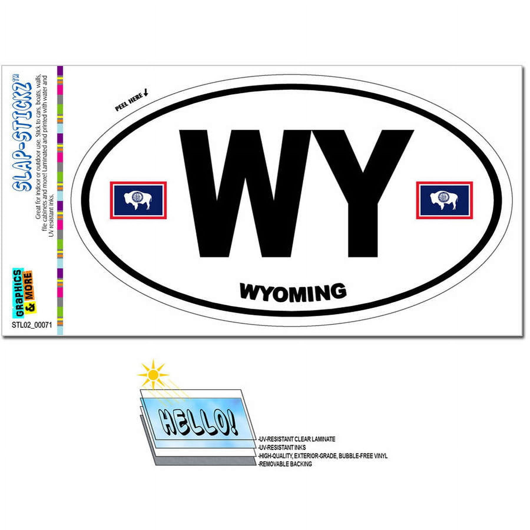 Wyoming State Flag WY Euro Oval Automotive Car Window Locker Bumper ...