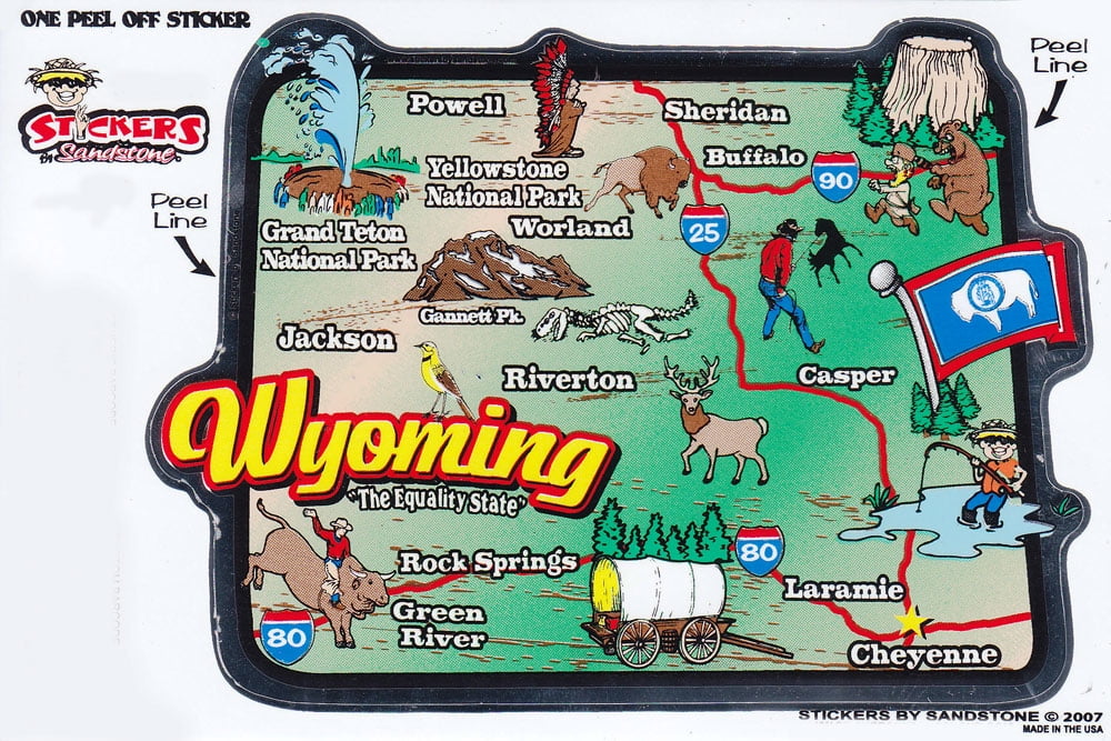 Wyoming State Map Die Cut Sticker - Walmart.com