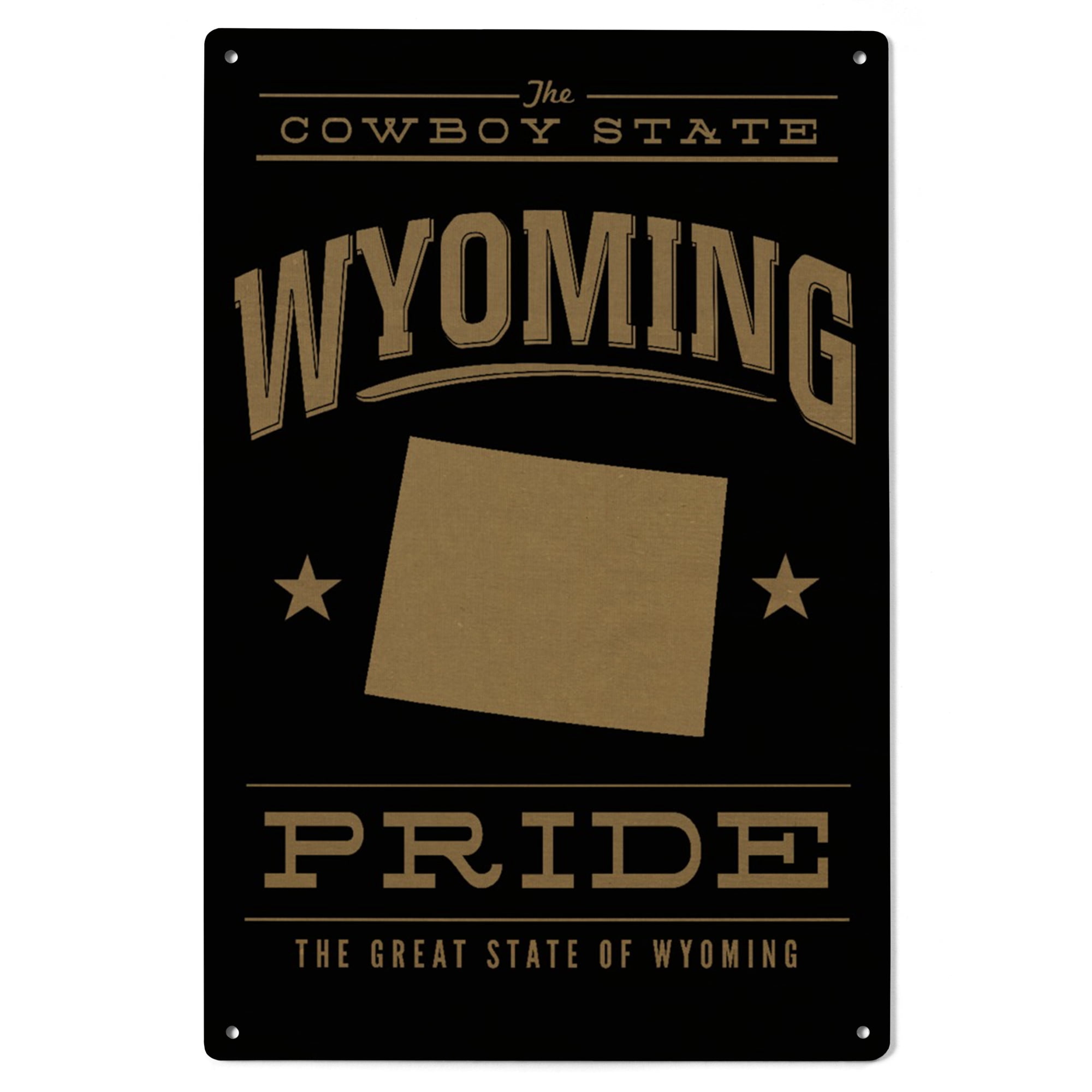 Wyoming State Pride, Gold on Black Birch Wood Wall Sign (6x9 Rustic ...