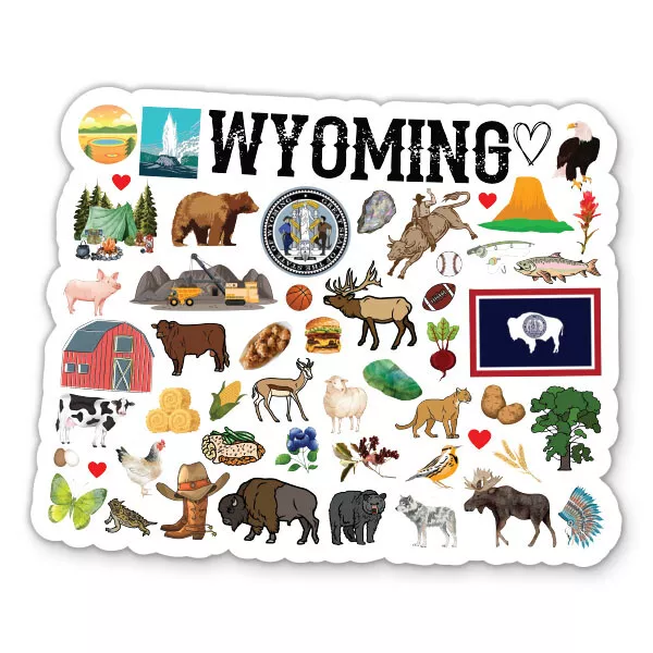 Wyoming State Travel Sticker Phone Decal Water Bottle Stickers Car ...