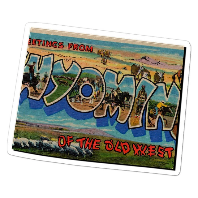 Wyoming Vintage Map Sticker Indoor Outdoor Phone Decal Water Bottle ...