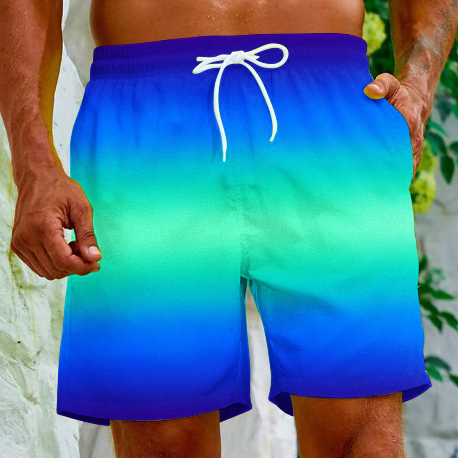 Wyongtao Mens Swim Trunks Quick Dry Gradient Print Boardshorts Inseam ...