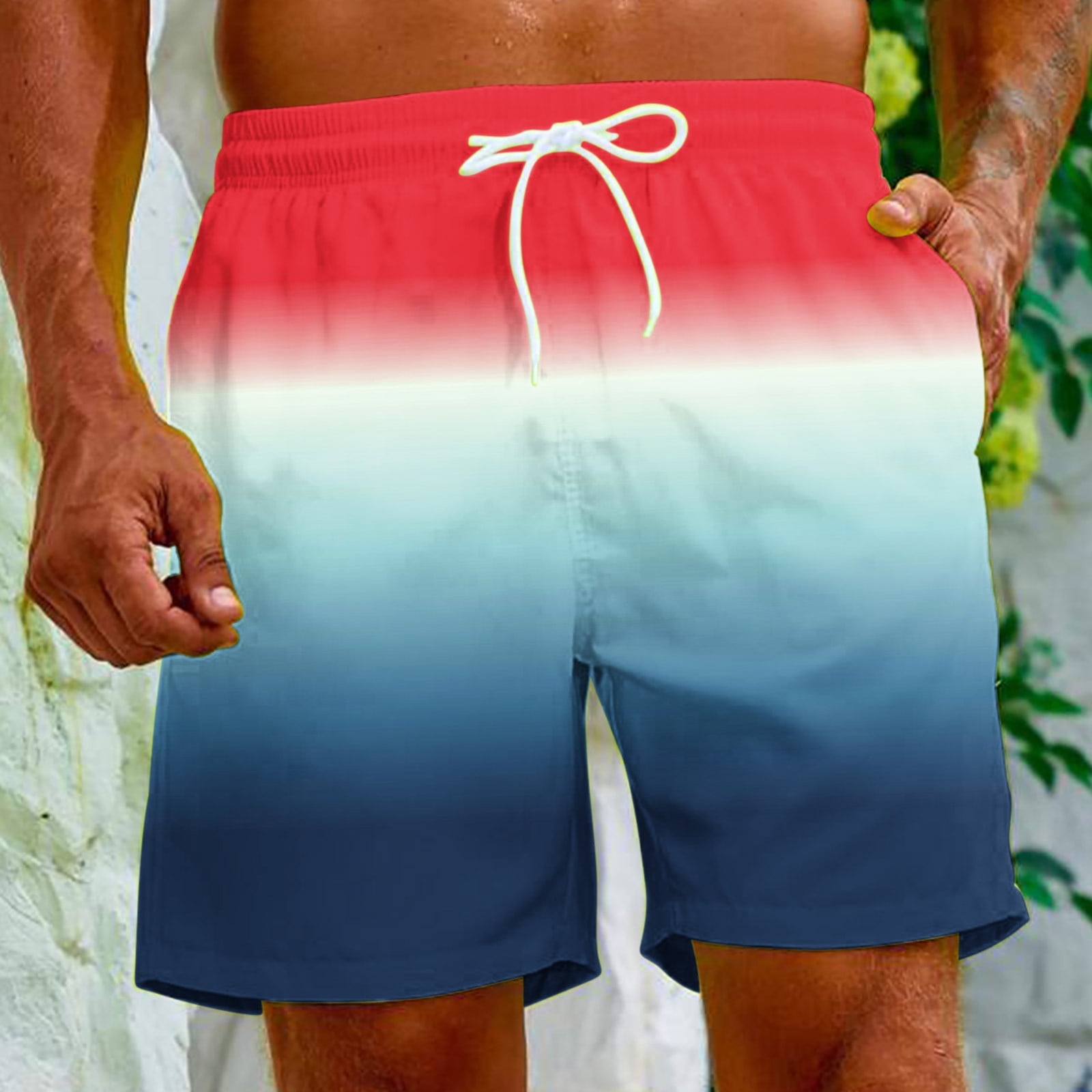 Wyongtao Mens Swim Trunks Quick Dry Gradient Print Boardshorts Inseam ...